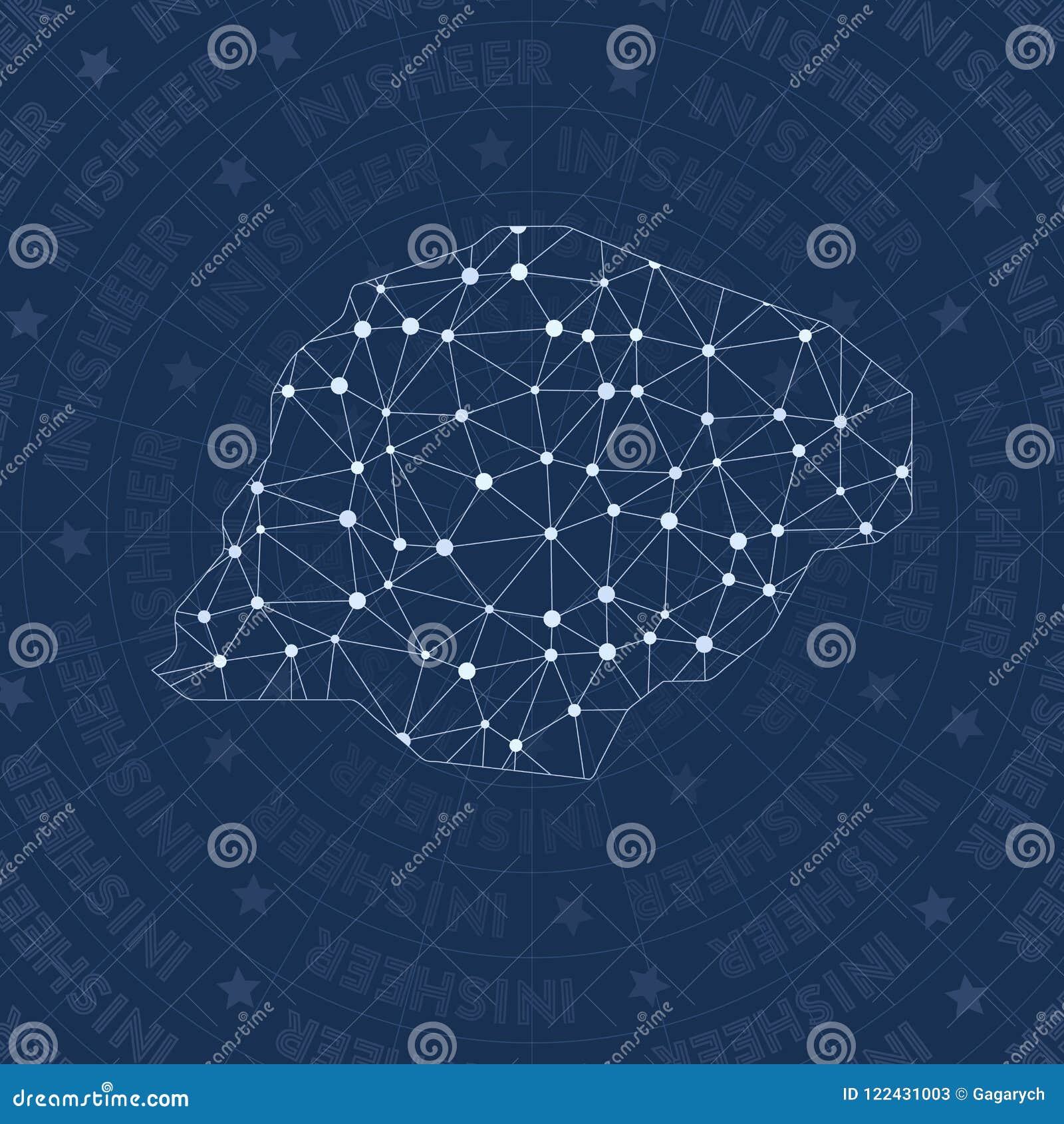 Inisheer Network, Constellation Style Island Map. Cartoon Vector ...