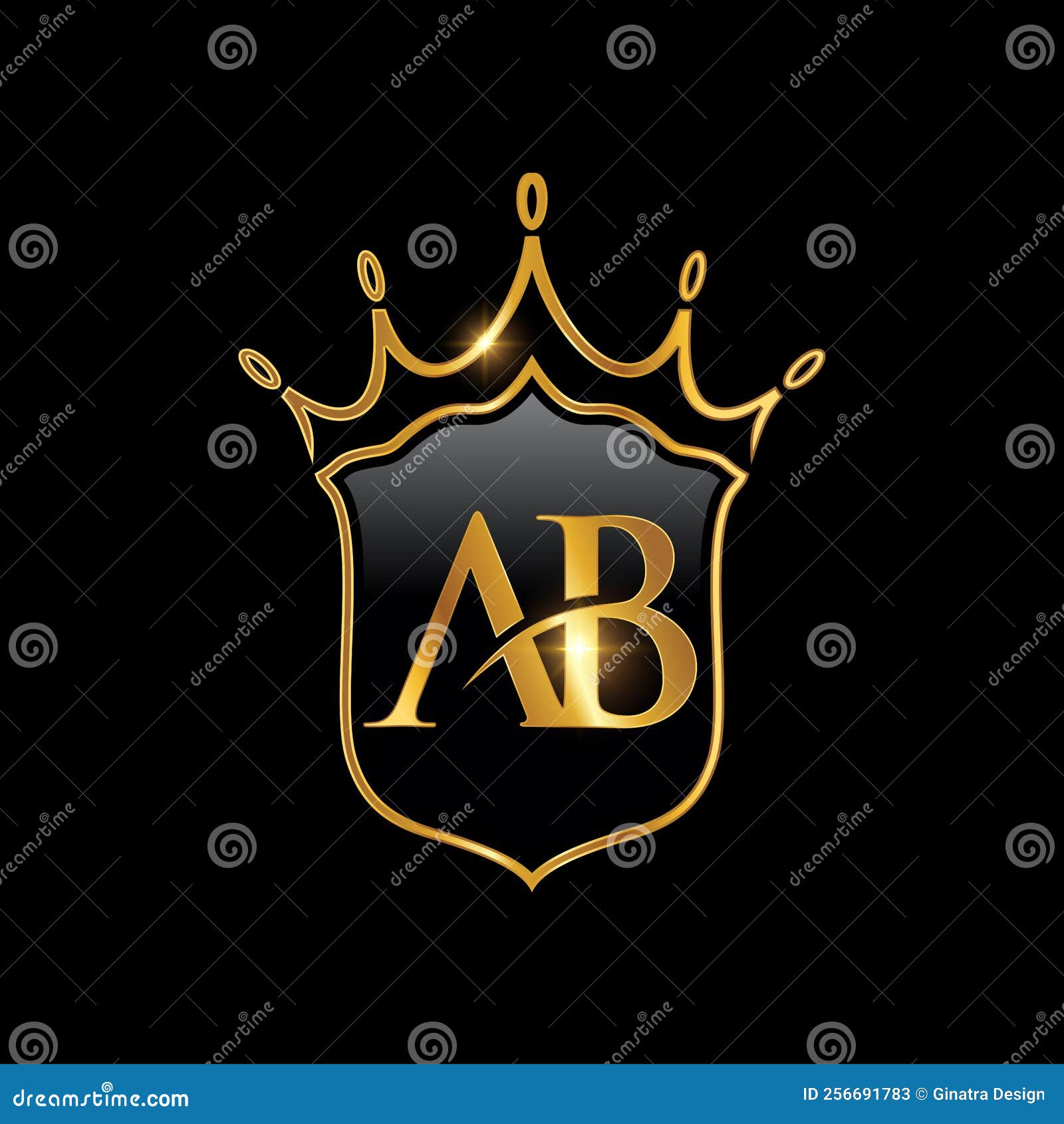Initial AB Monogram Alphabet with a Crown and Shield Stock Vector ...