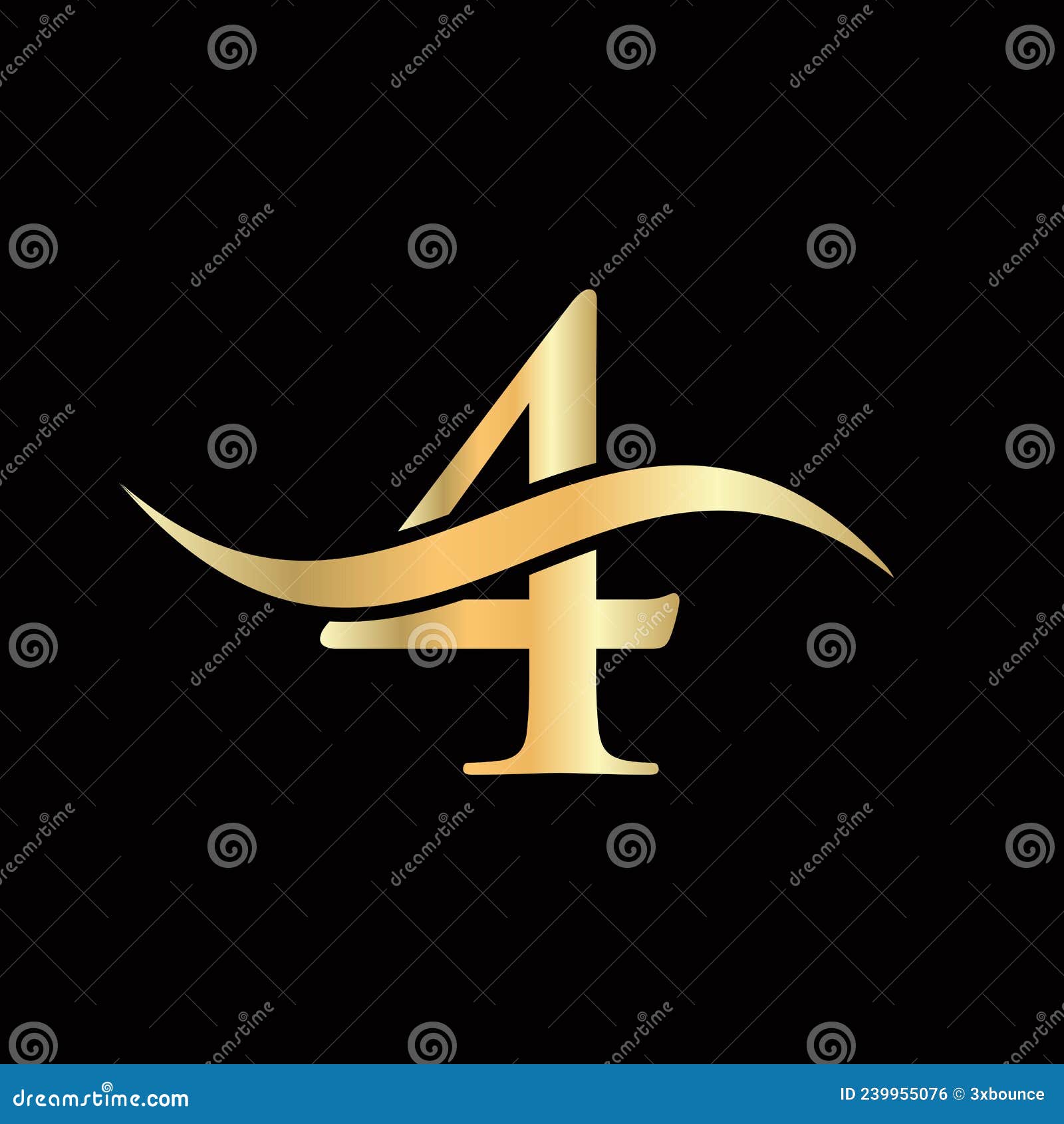 Initial Abstract 4 Logo Sign Vector Template. Letter 4 Logo Design ...