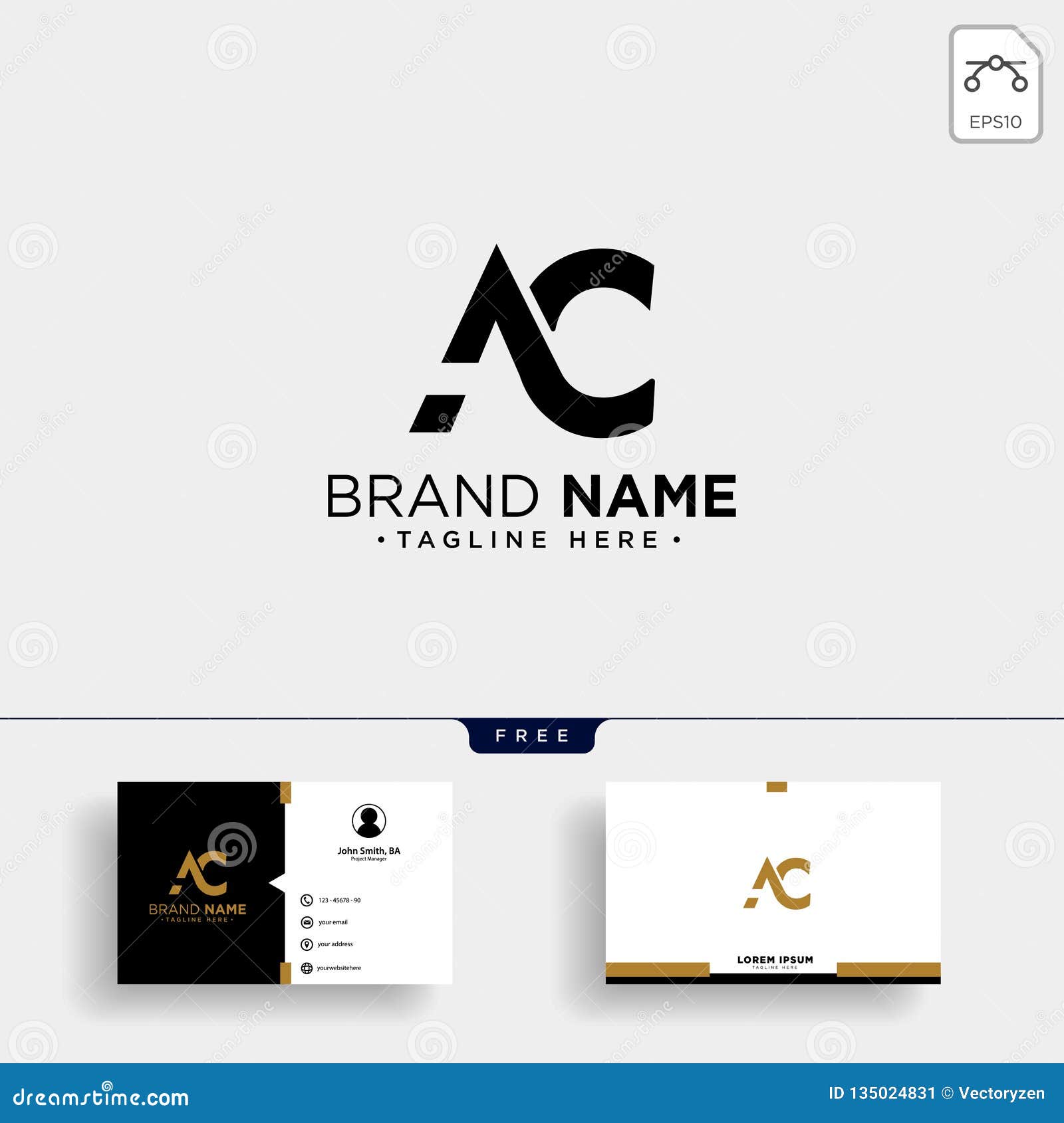 Initial AC Abstract Geometric Creative Logo Template Vector ...
