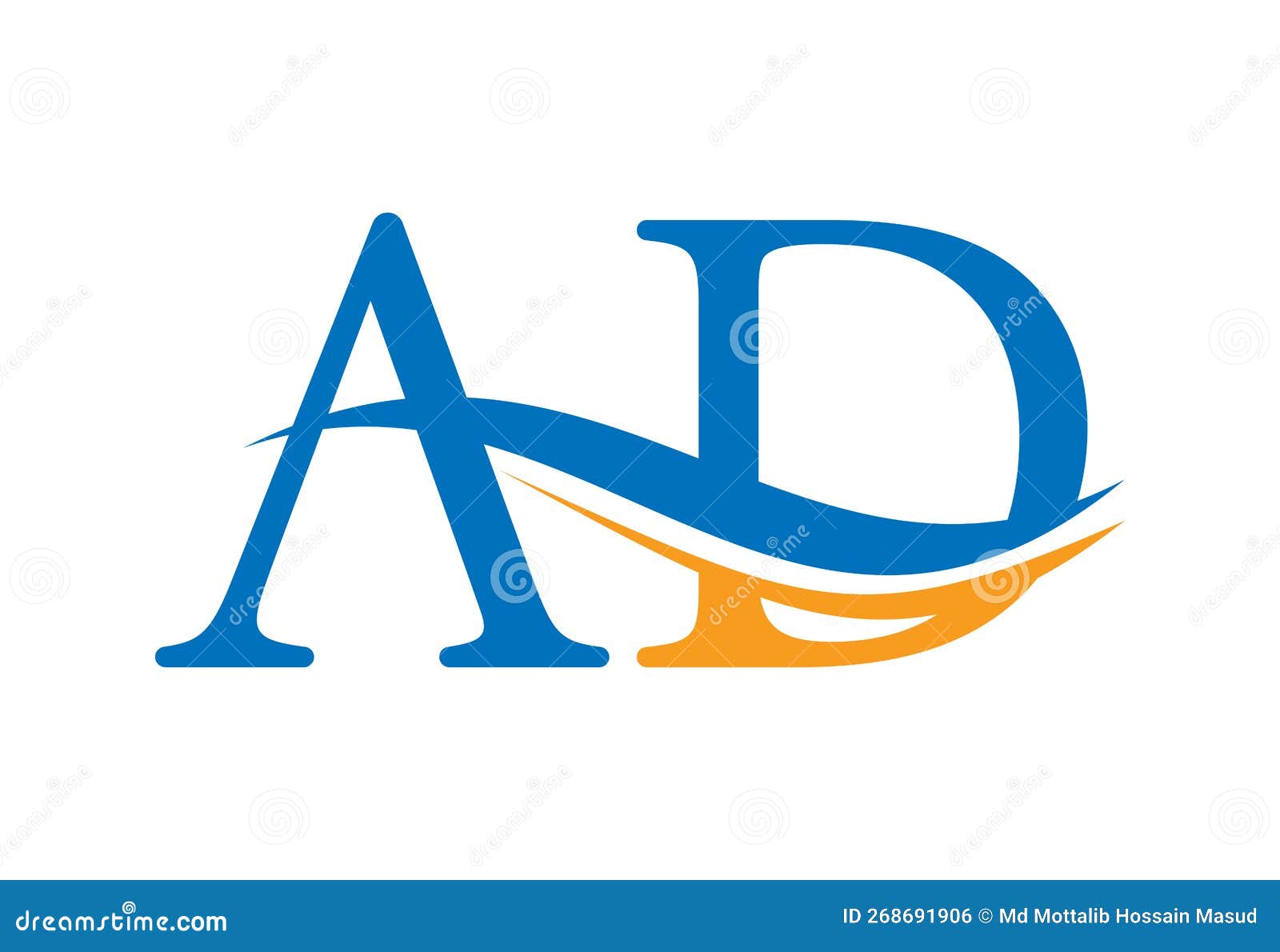 Initial AD Letter Logo Design, Vector Design Concept Stock Illustration ...