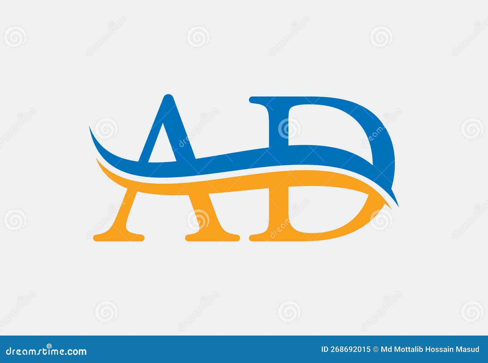 Initial AD Letter Logo Design, Vector Design Concept Stock Illustration ...