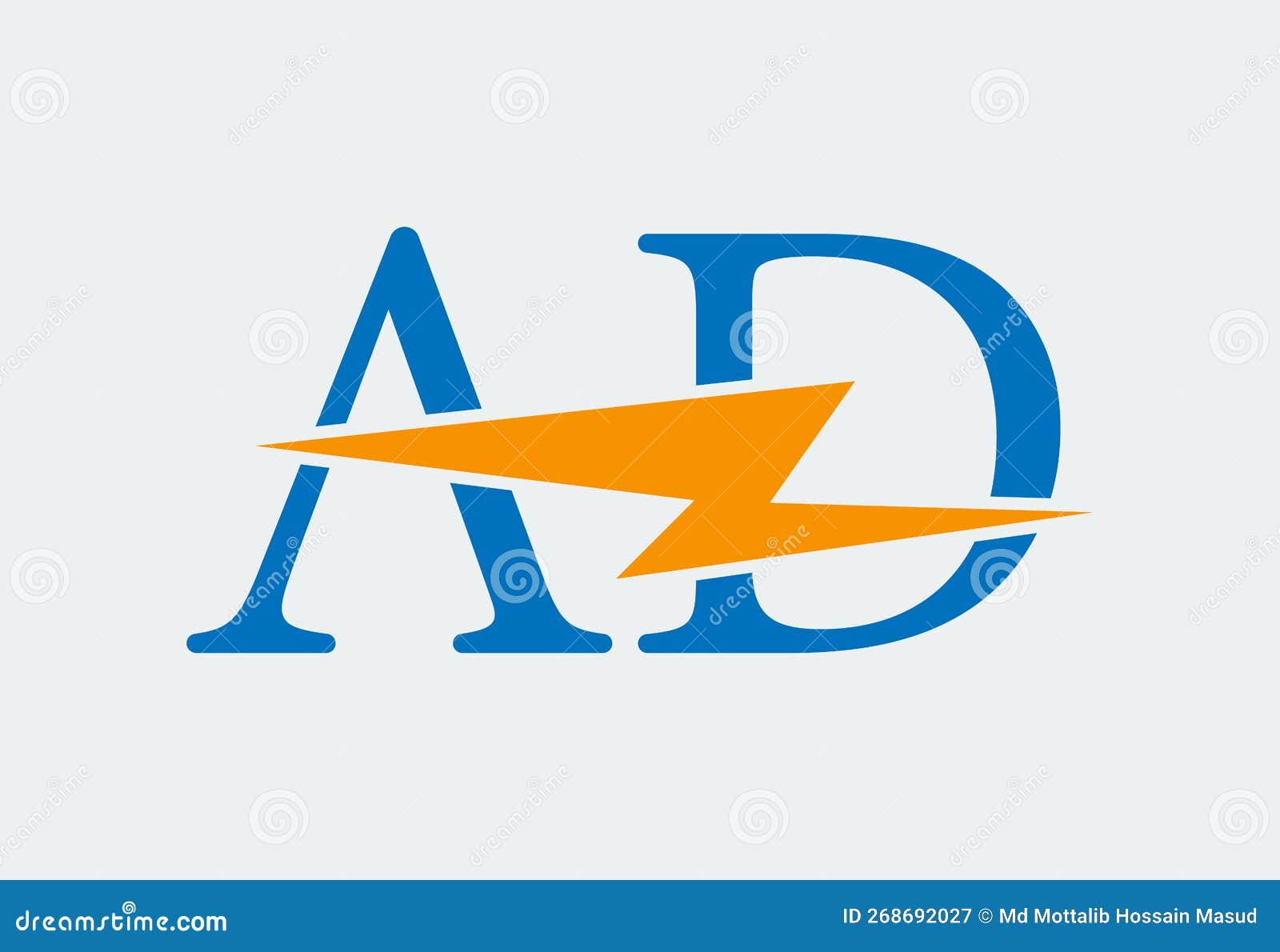Initial AD Letter Logo Design, Vector Design Concept Stock Illustration ...