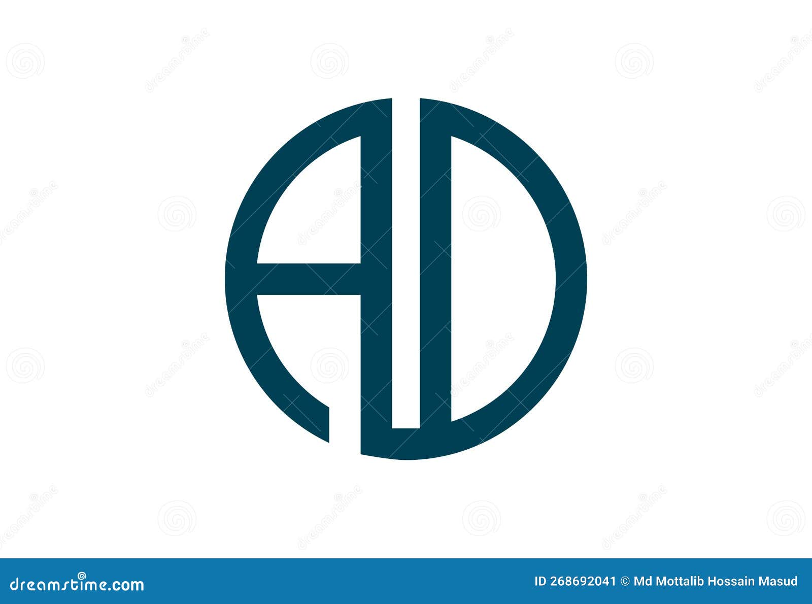 Initial AD Letter Logo Design, Vector Design Concept Stock Illustration ...