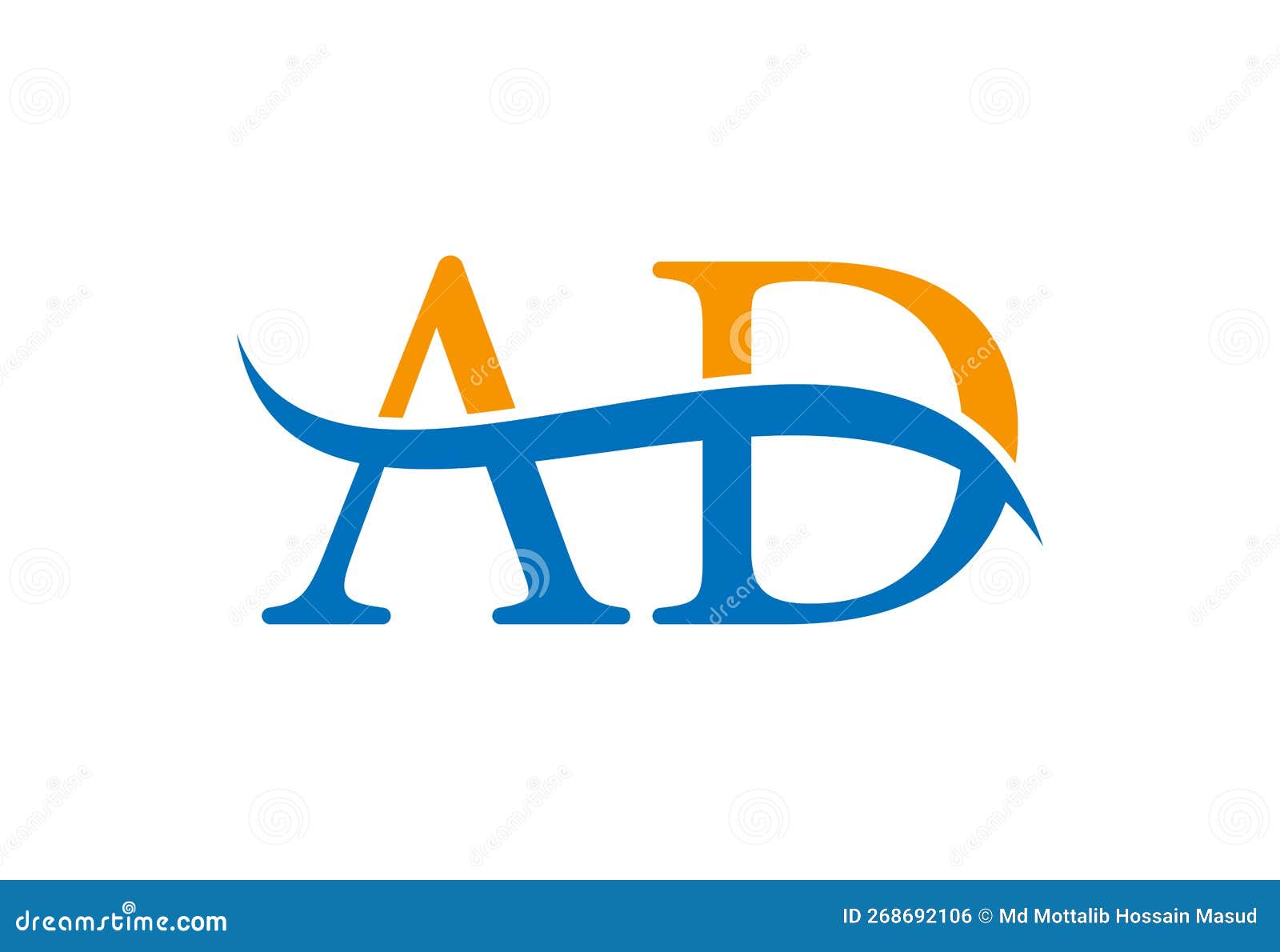Initial AD Letter Logo Design, Vector Design Concept Stock Illustration ...