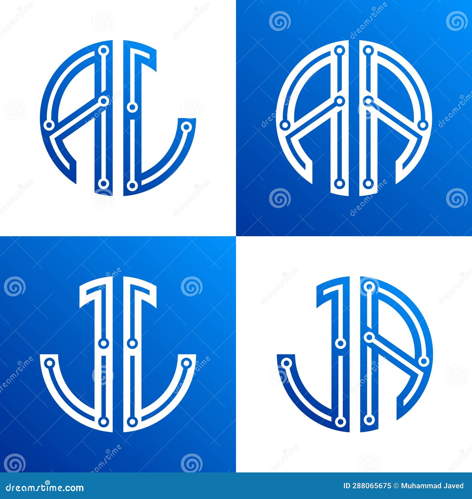 Initial AJ JA Letter Logo stock vector. Illustration of line - 288065675