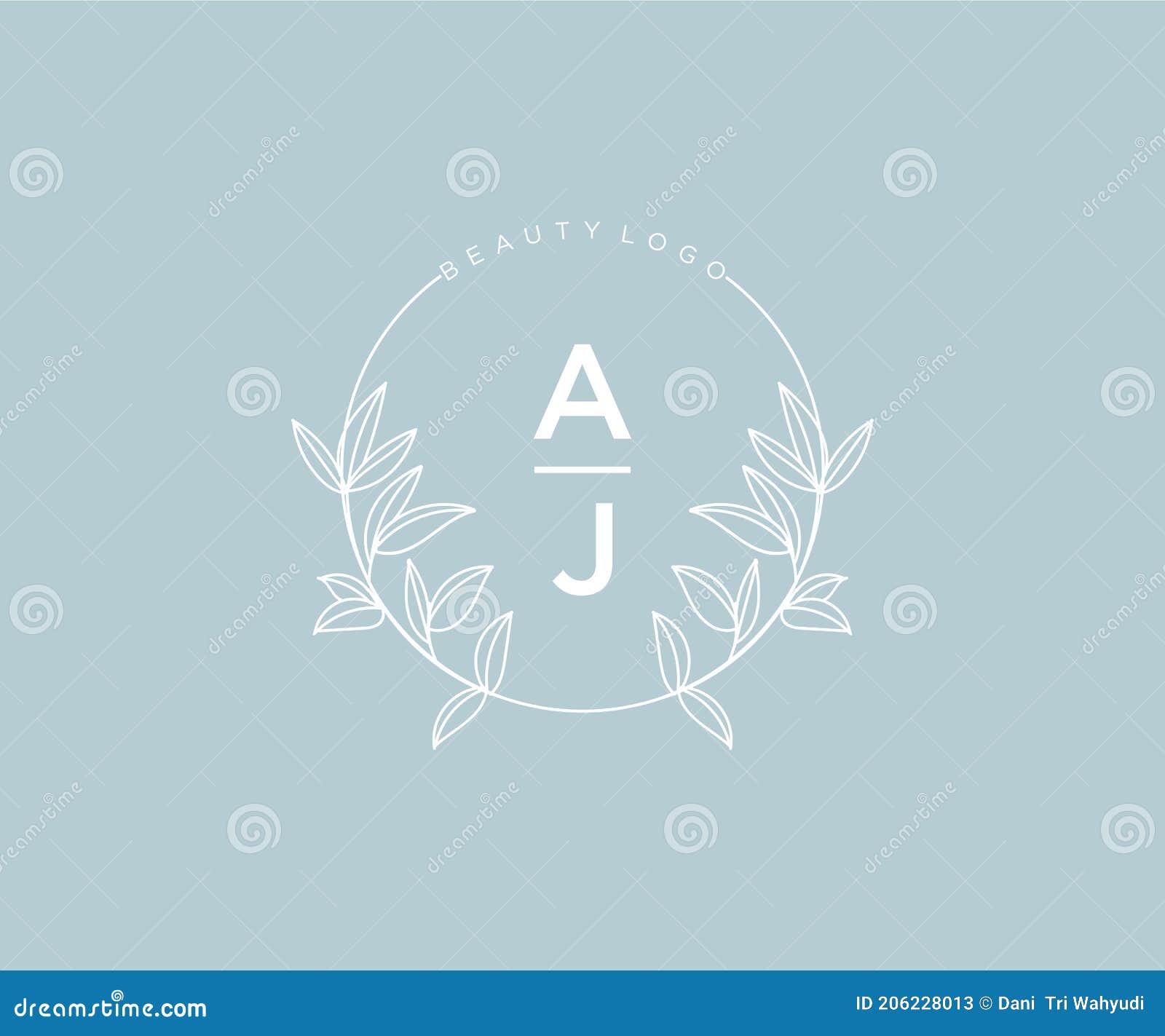 Initial AJ Letters Beautiful Floral Feminine Editable Premade Monoline ...