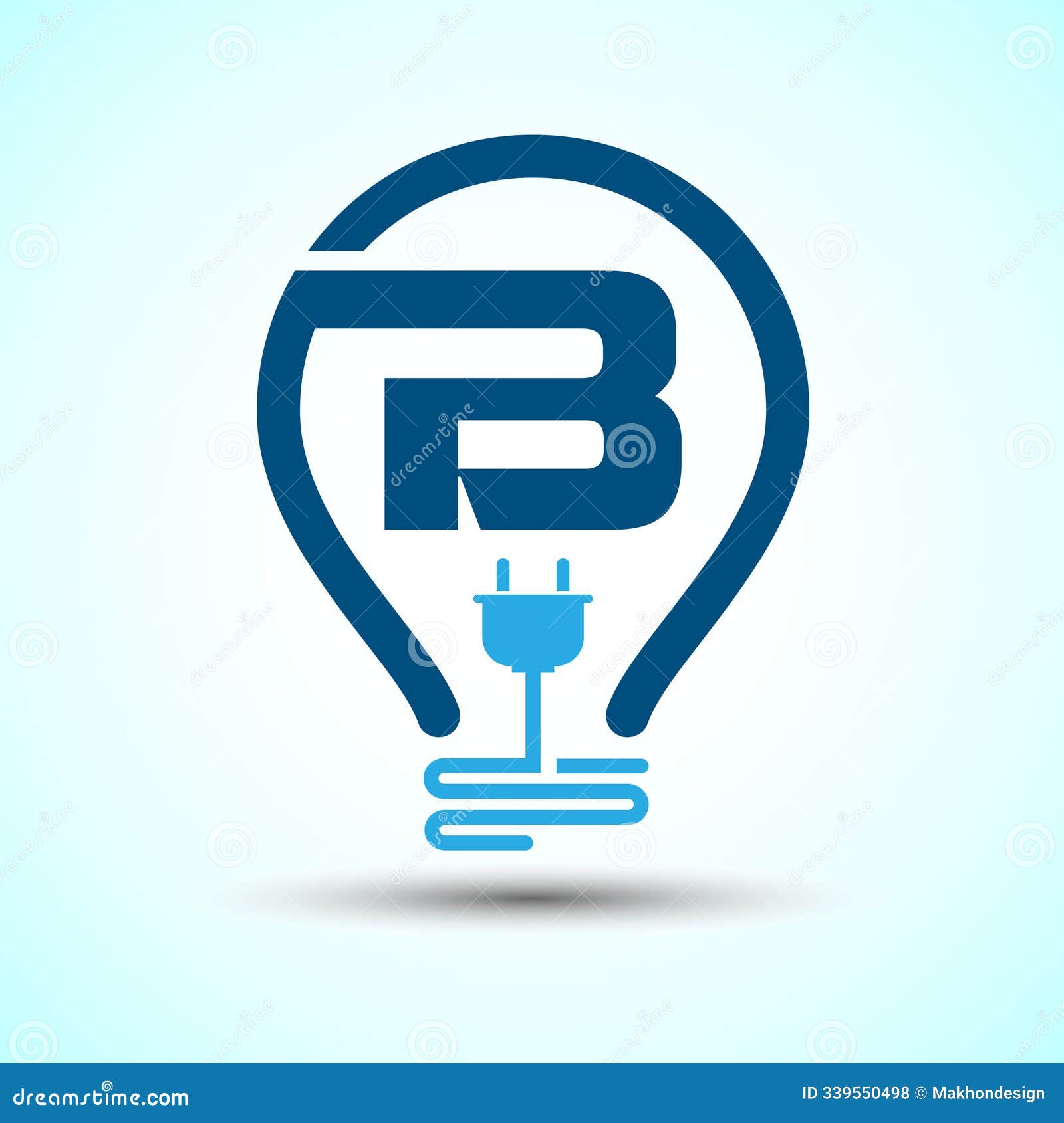 Initial Alphabet B with an Electric Bulb and Plug. Electricity Logo ...