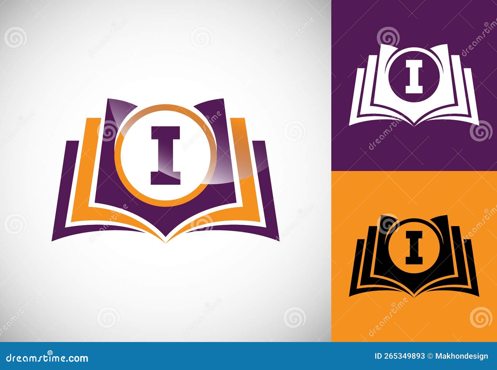 Initial Alphabet I with the Book. Creative Book Vector Logo Design ...