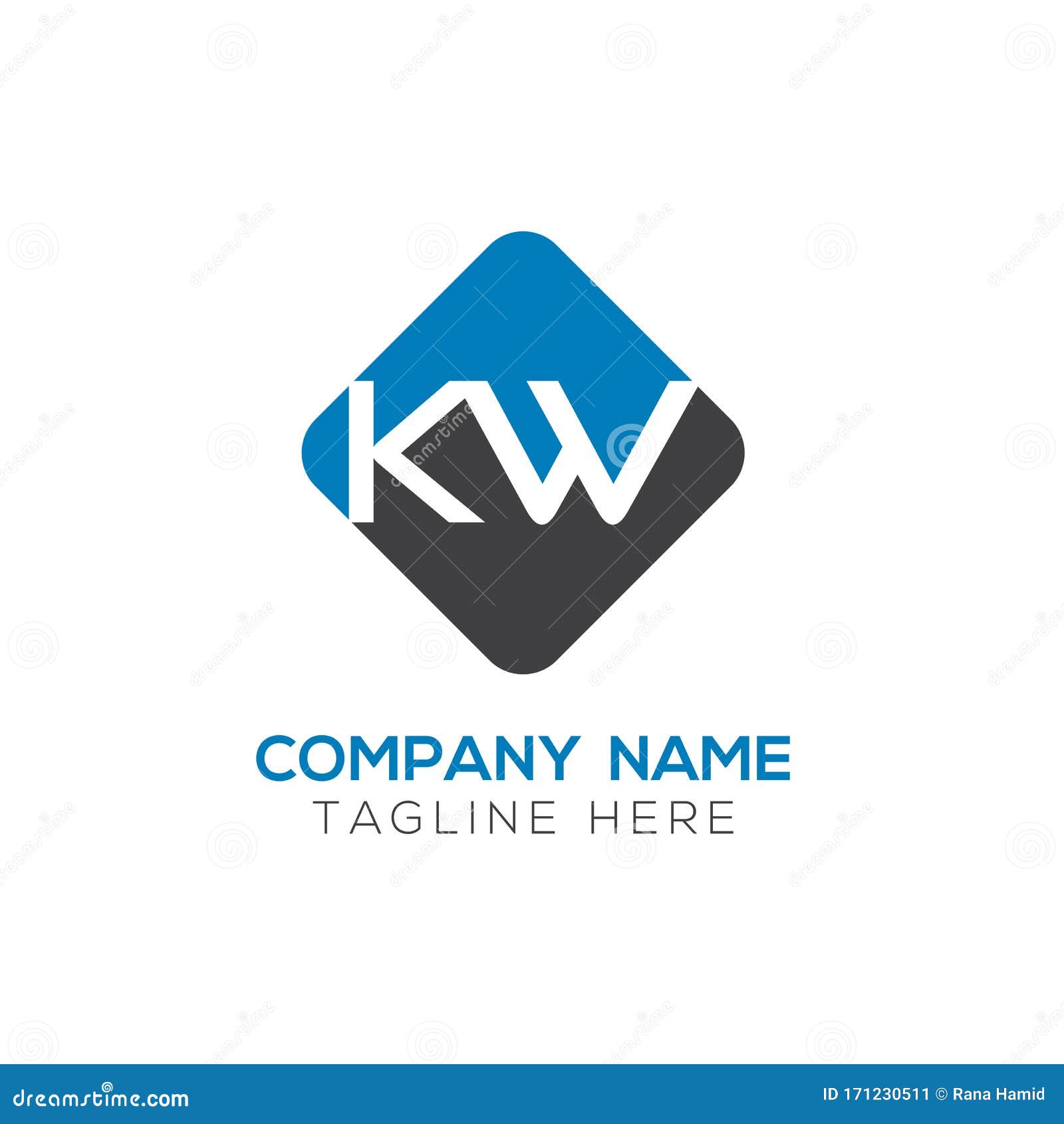 Initial KW Logo Design Vector Template. Abstract Letter KW Linked Logo ...