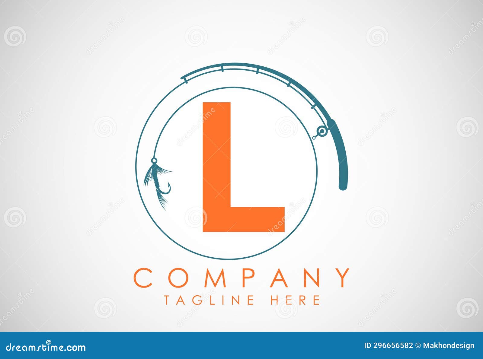 Initial Alphabet L with Fishing Rod and Hook. Fishing Logo Concept ...