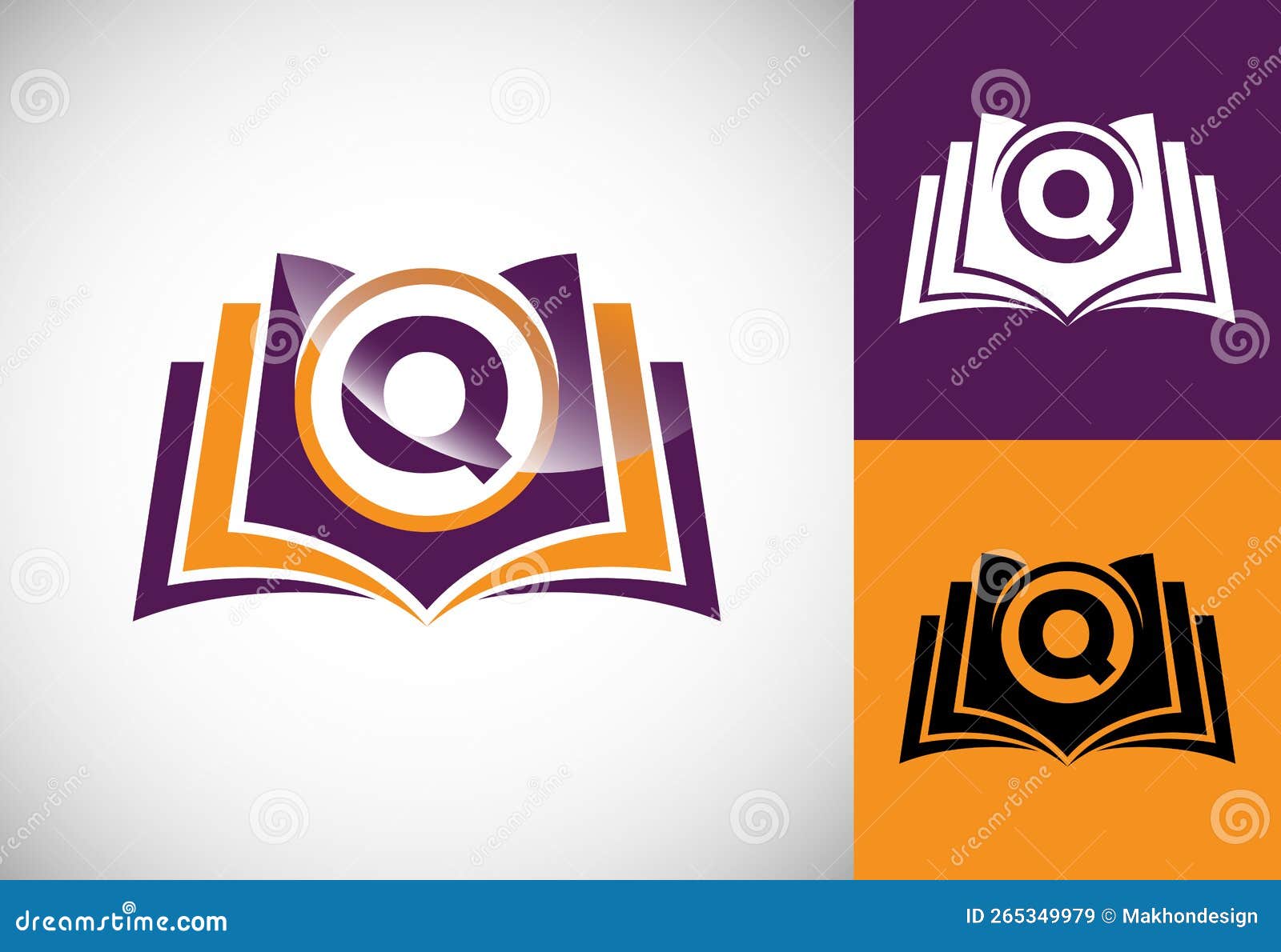 Initial Alphabet Q with the Book. Creative Book Vector Logo Design ...