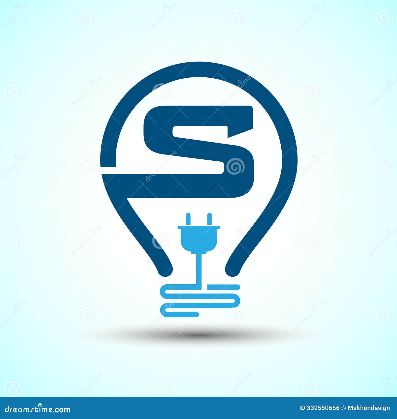 Initial Alphabet S with an Electric Bulb and Plug. Electricity Logo ...