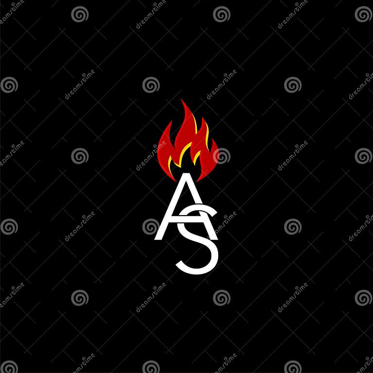 Initial As with Fire Vector Logo Design Stock Vector - Illustration of ...
