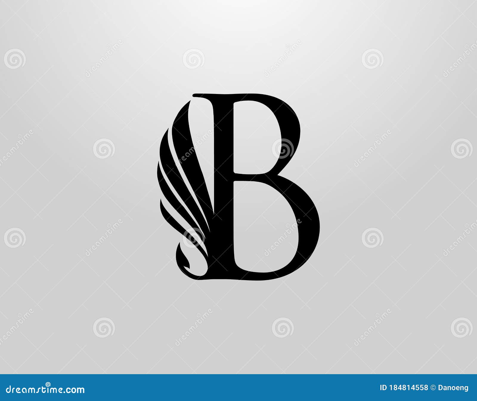 Initial B Classic Wing Logo. Heraldic B Letter Design Vector with Wing ...