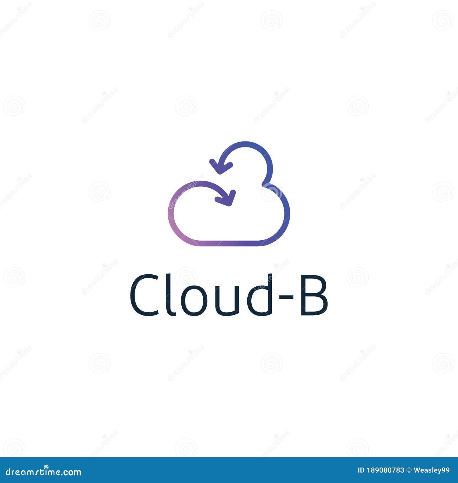 Initial Letter B with Cloud Computing Logo Design Stock Vector ...