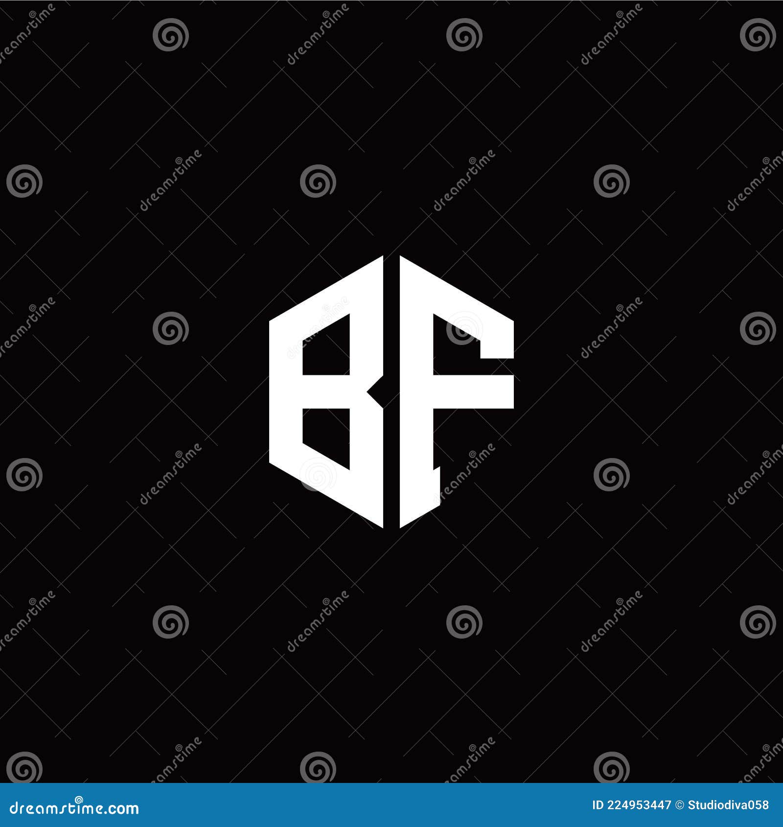 Initial B F Letter with Polygon Modern Style Logo Template Vector Stock ...