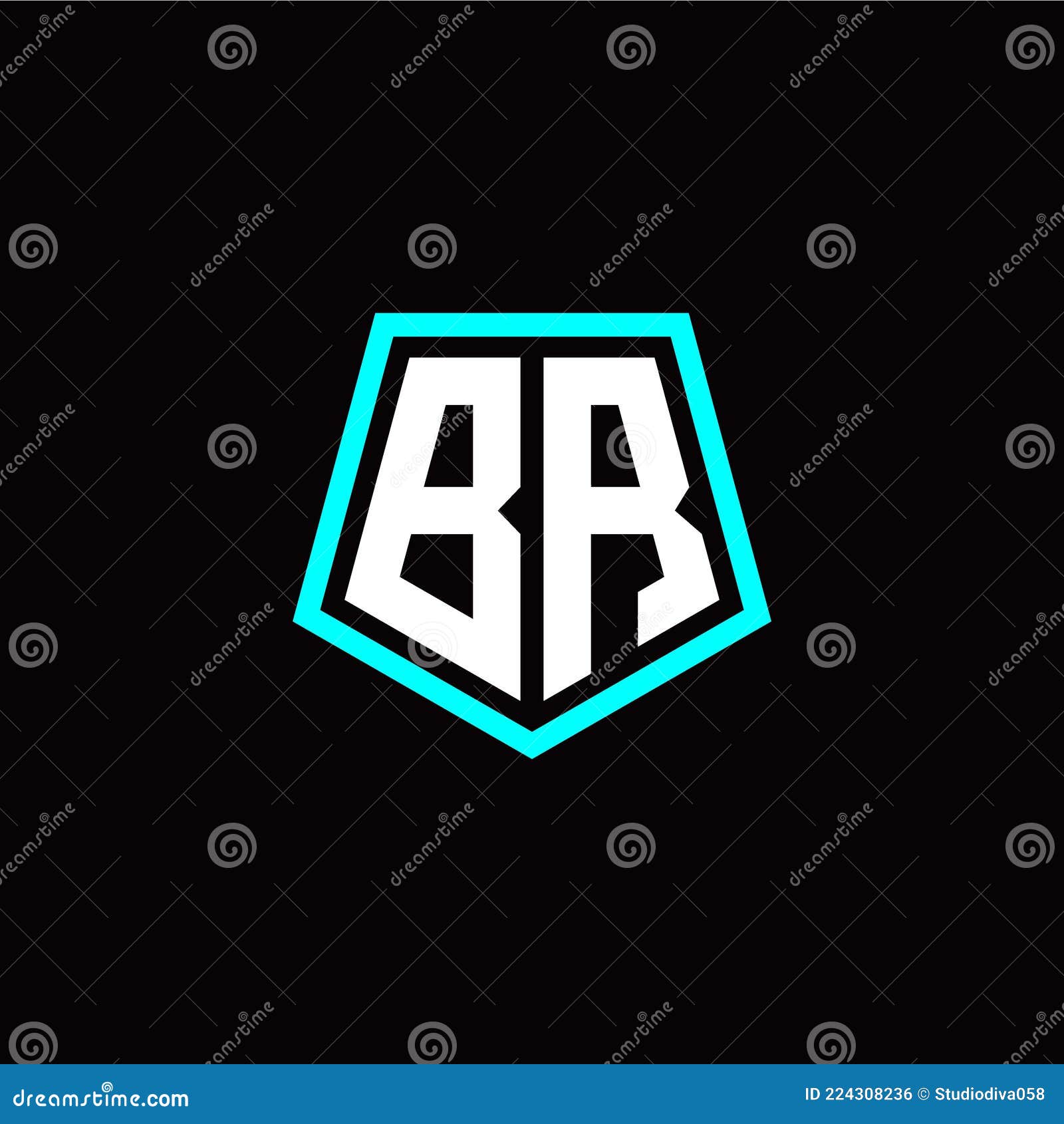 Initial B R Letter with Polygon Modern Style Logo Template Vector Stock ...