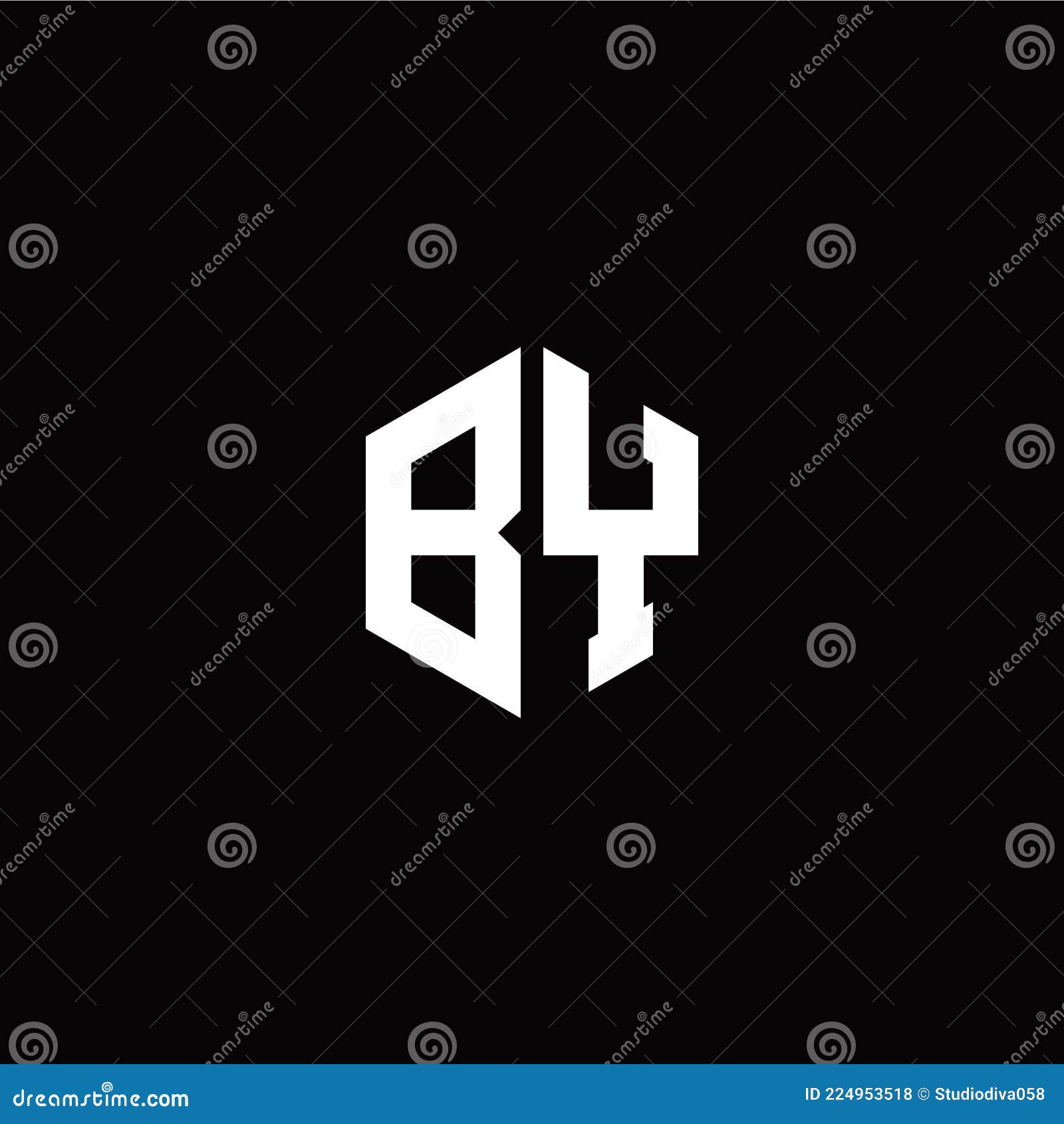Initial B Y Letter with Polygon Modern Style Logo Template Vector Stock ...