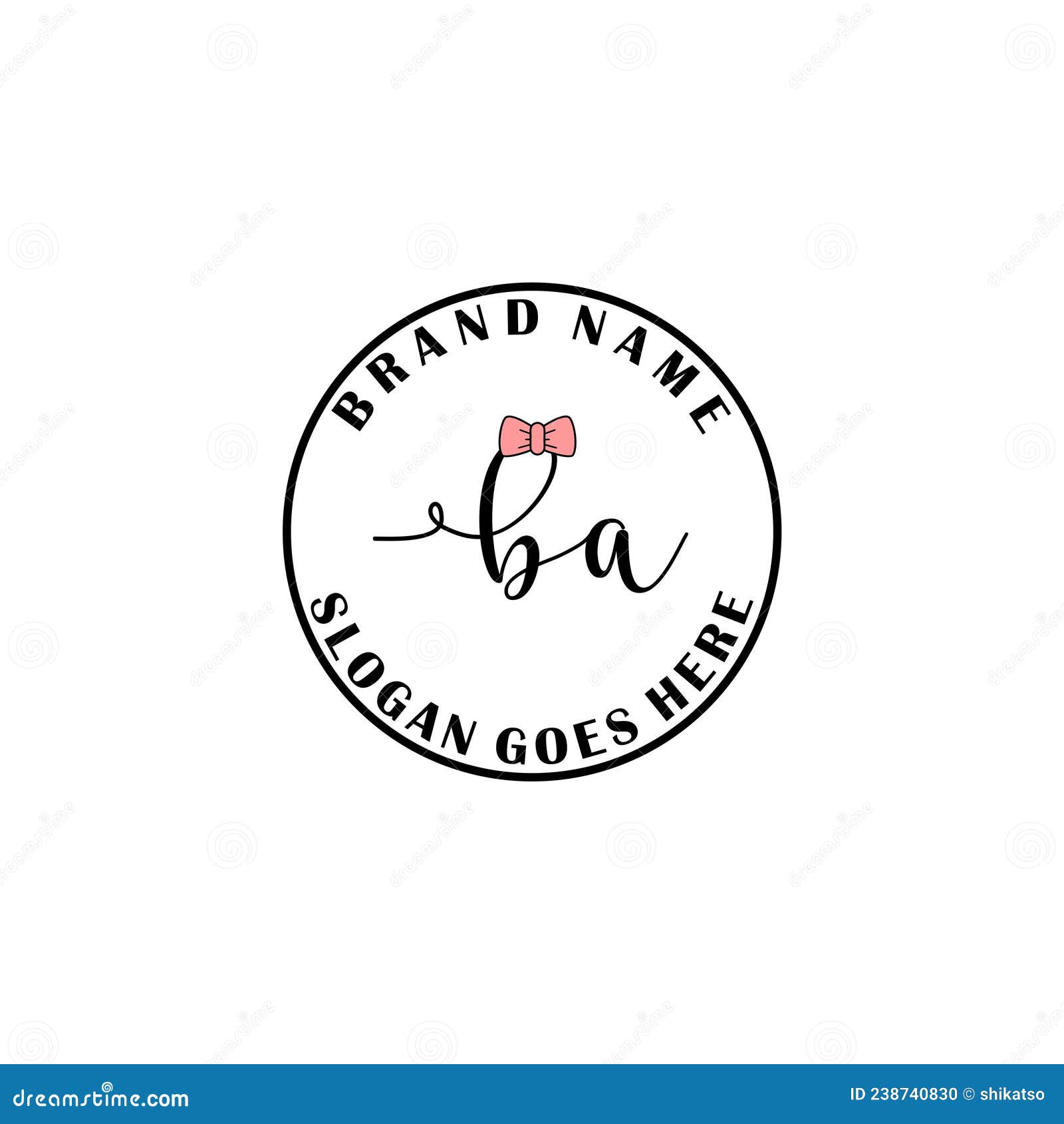 Initial Ba with Bow Line Girly Vector Logo Design Stock Vector ...