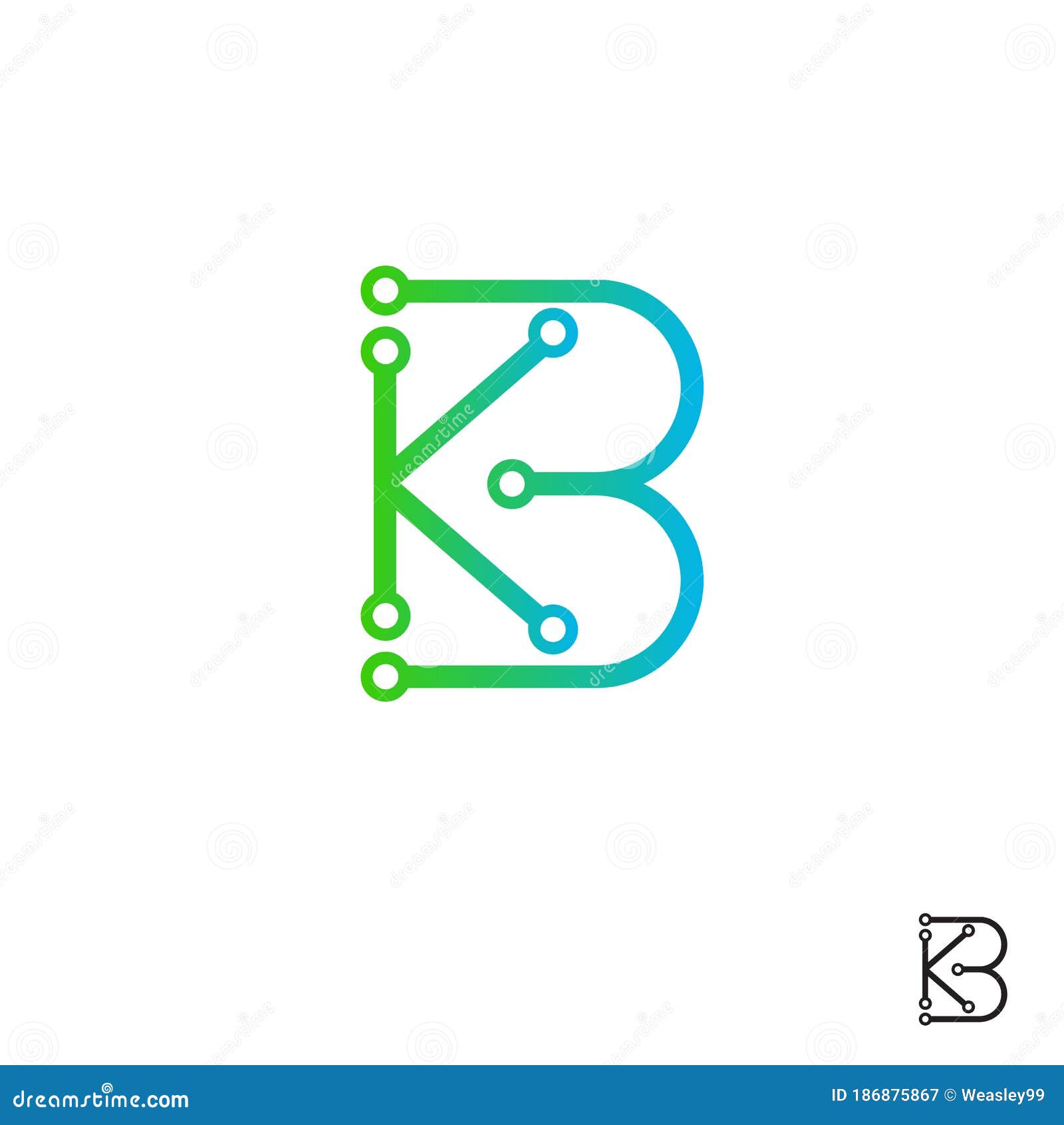 Initial BK or KB Technology Logo Design, Tech Letters Vector Icon Logo ...