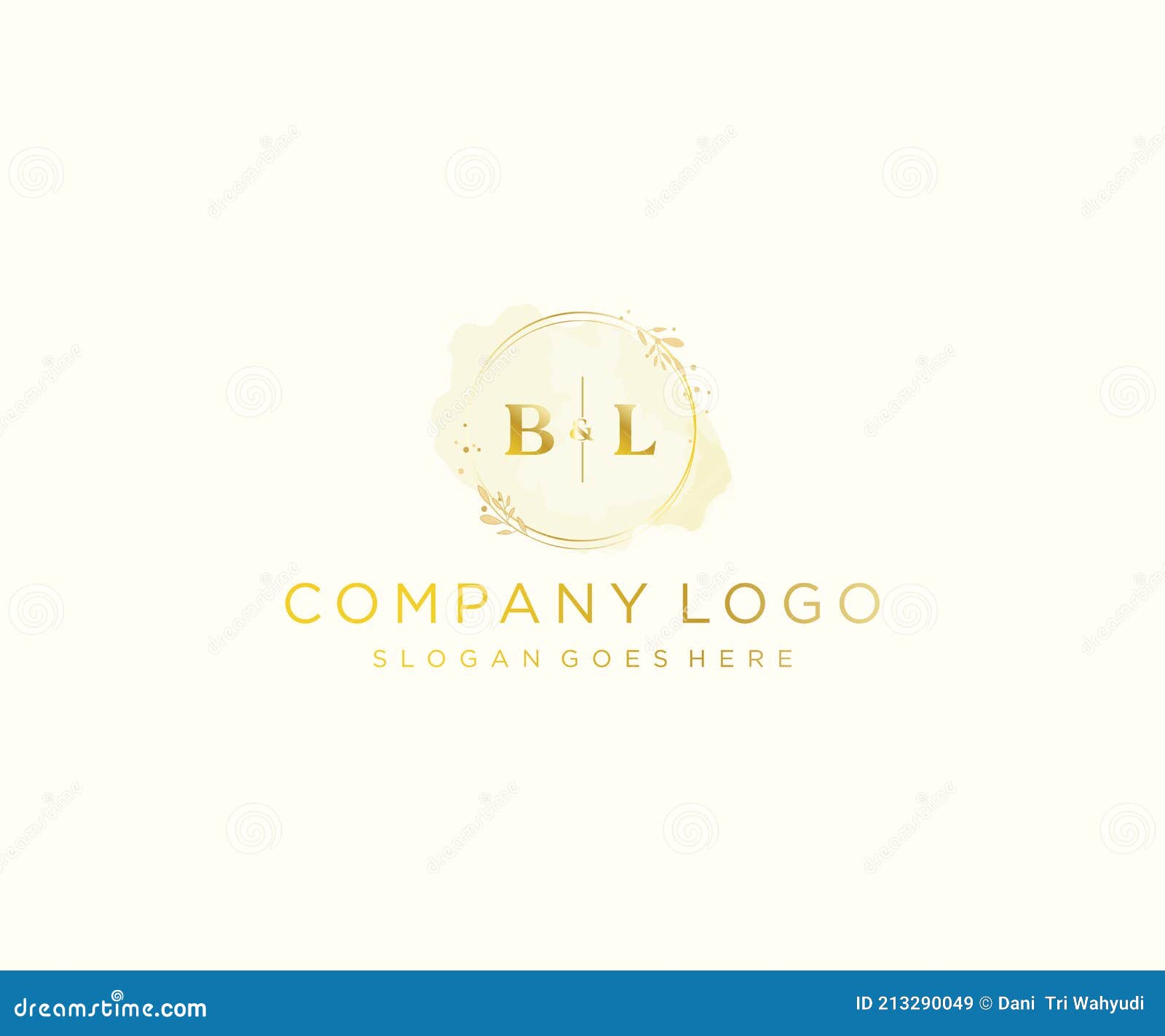 Initial BL Letters Colorful Watercolor Splash with Geometry Golden Leaf ...