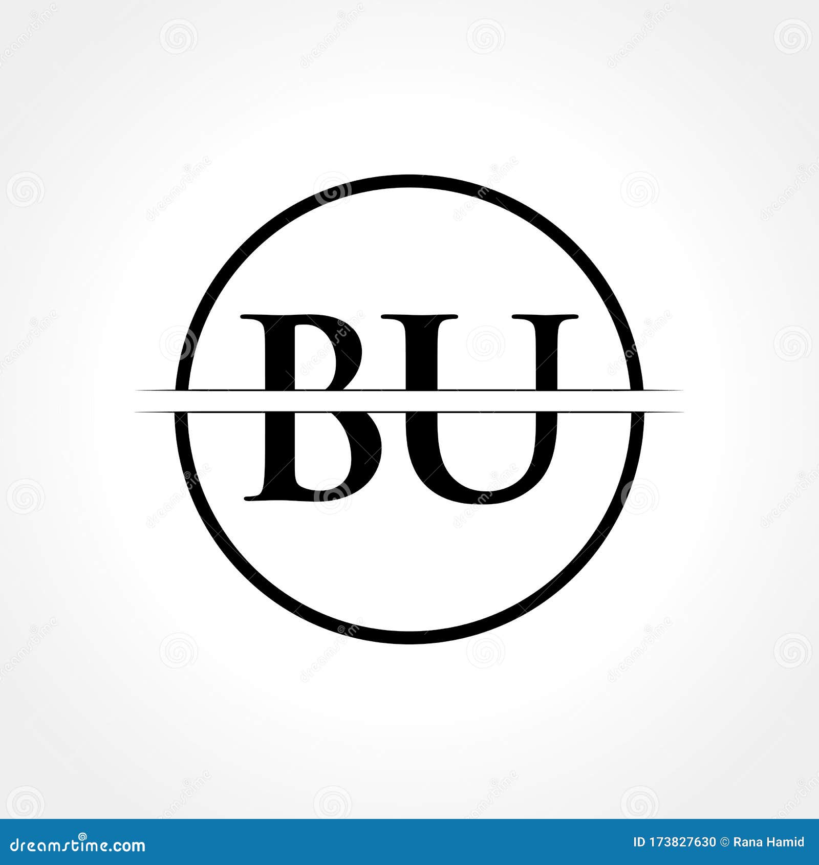 Initial Black Letter BU Logo with Creative Circle Typography Vector ...