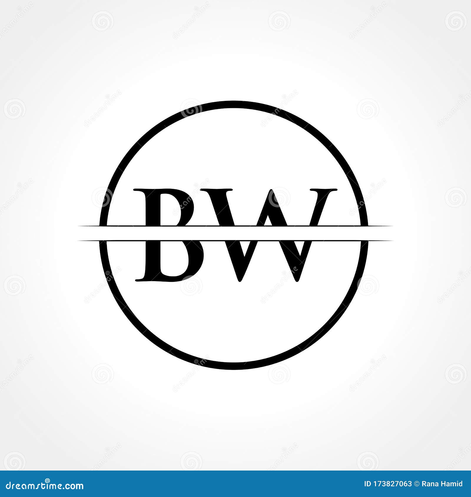 Initial Black Letter BW Logo with Creative Circle Typography Vector ...