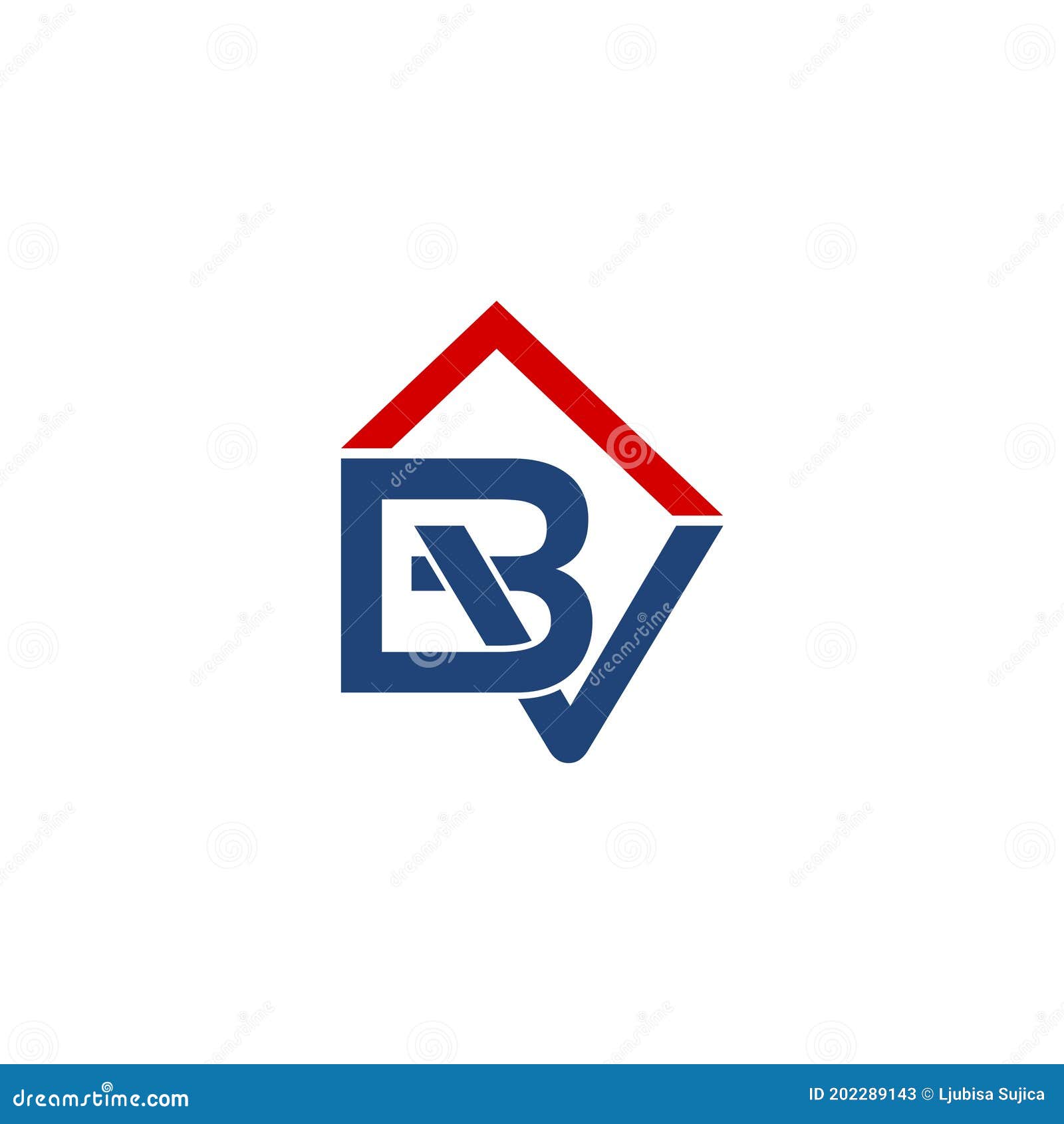 Initial BV Letter Logo Isolated on White Background Stock Vector ...