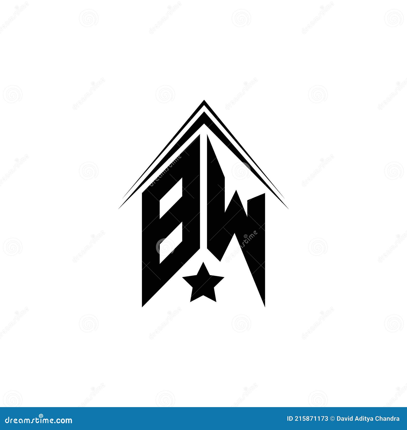 Initial BW Logo Design with Shape Style, Logo Business Branding Stock ...
