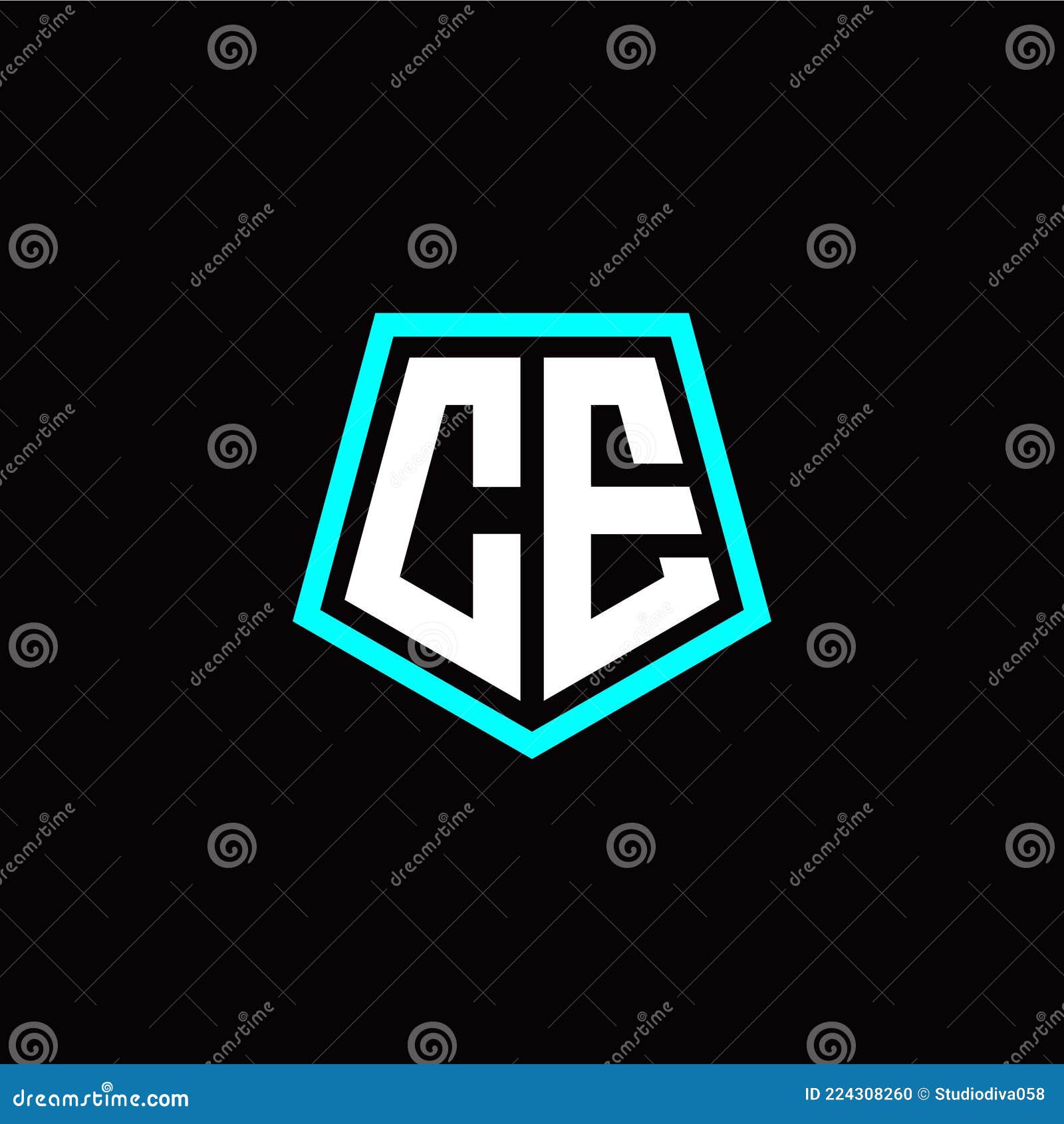 Initial C E Letter with Polygon Modern Style Logo Template Vector Stock ...