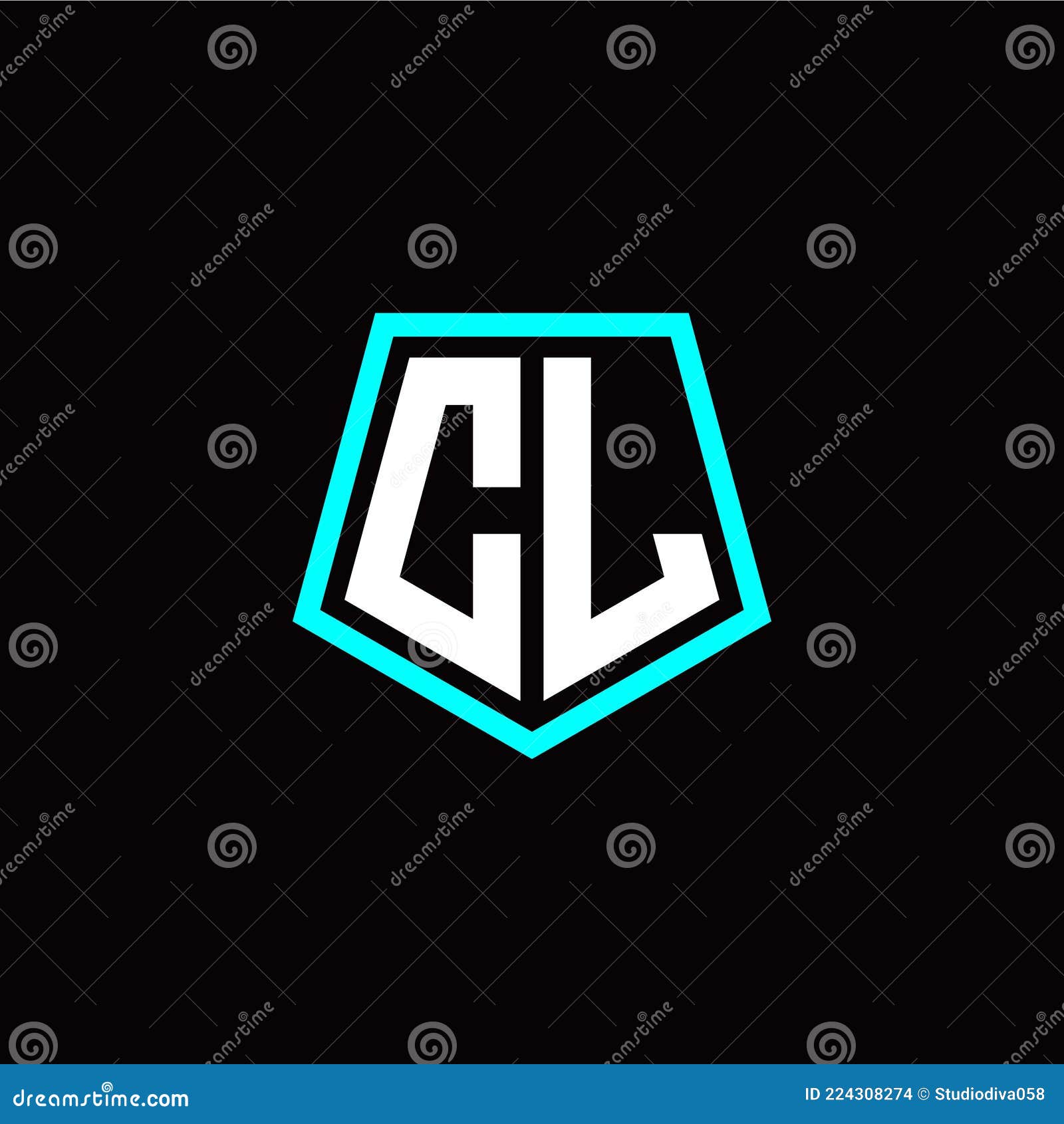 Initial C L Letter with Polygon Modern Style Logo Template Vector Stock ...