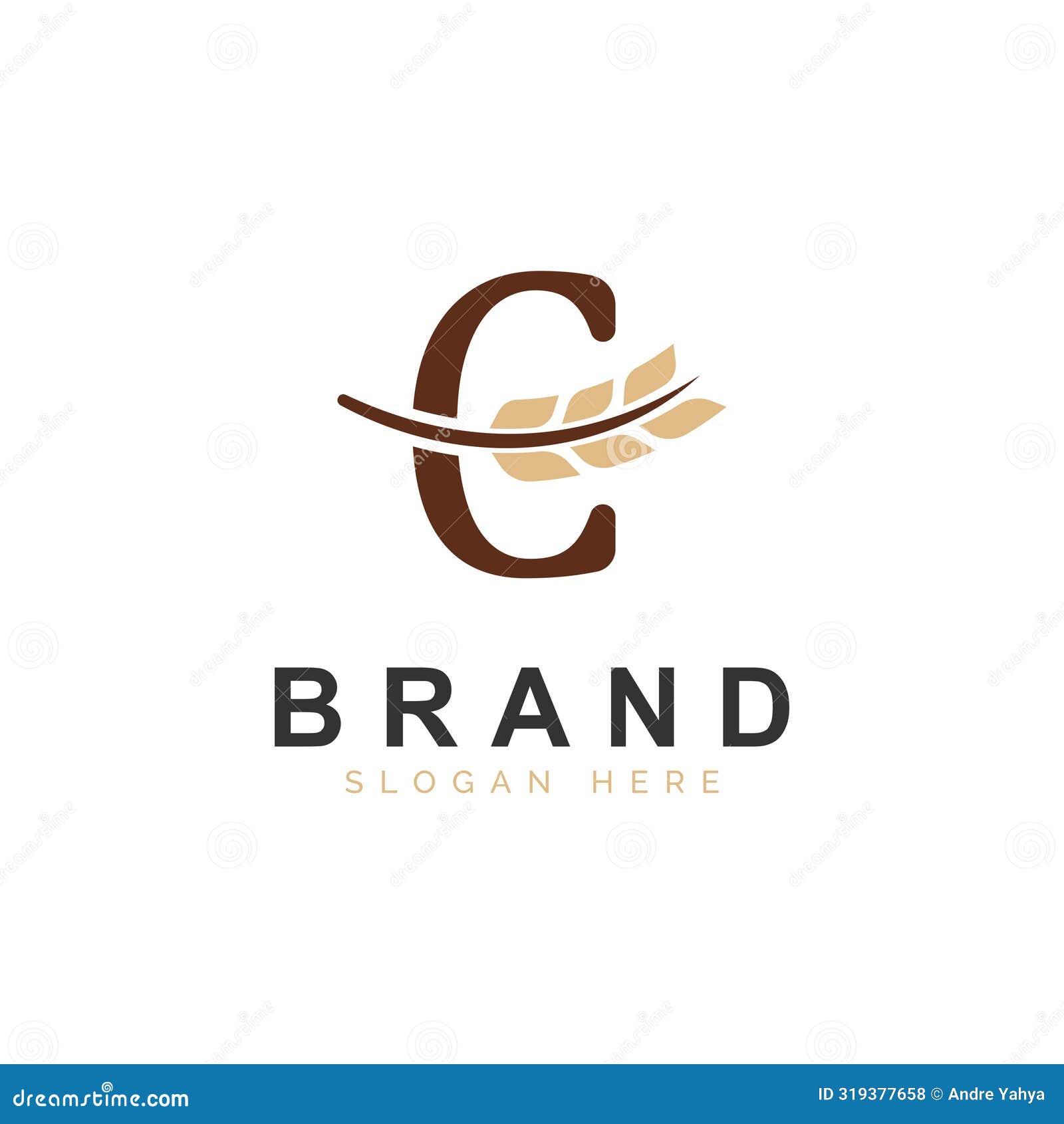 Initial C Letter with Wheat Grain for Bakery, Bread, Logo Design Vector ...