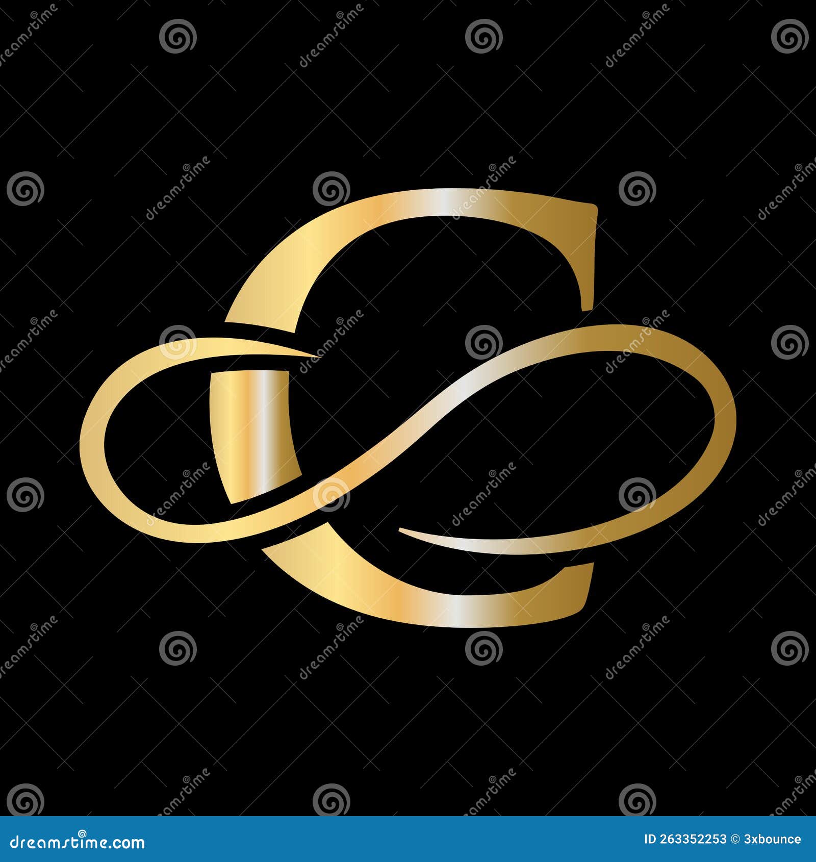 Initial C Monogram Alphabet. Creative Letter C with Swoosh, Gold Logo ...