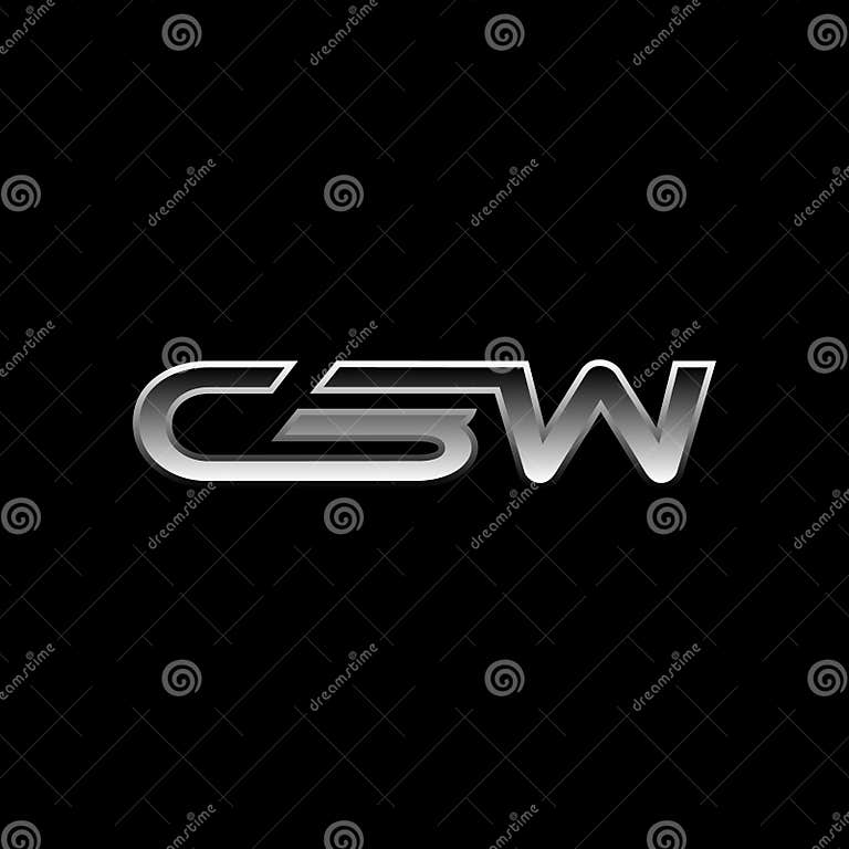 Initial CBW Metallic Modern Geometric Creative Icon Technology Logo ...