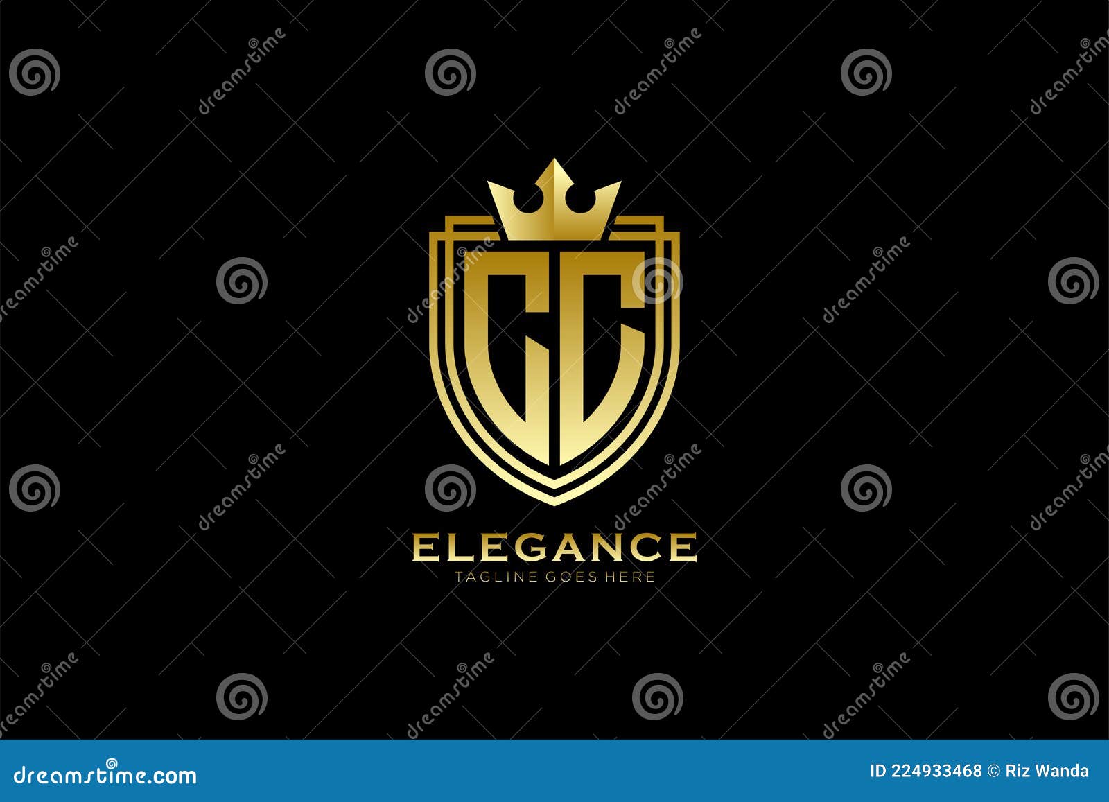 Initial CC Elegant Luxury Monogram Logo or Badge Template with Scrolls ...