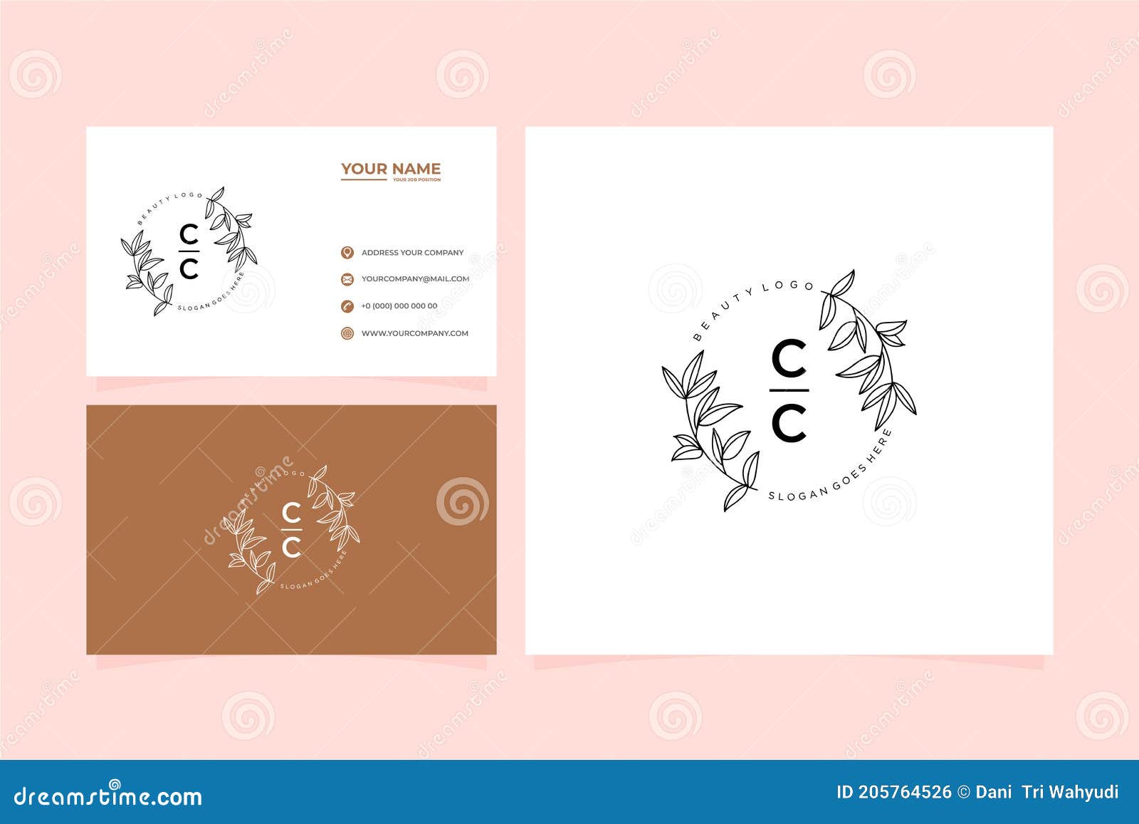 Initial CC Letters Beautiful Floral Feminine Editable Premade Monoline ...