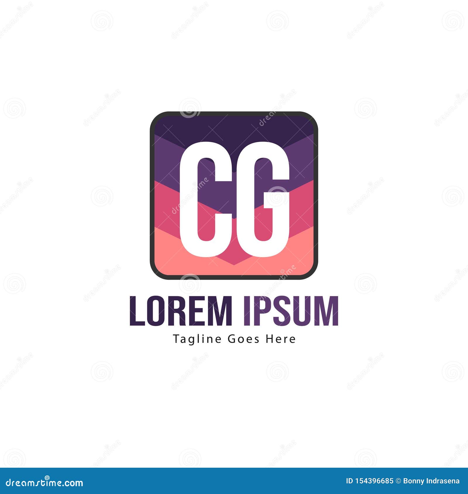 Initial CG Logo Template with Modern Frame. Minimalist CG Letter Logo ...