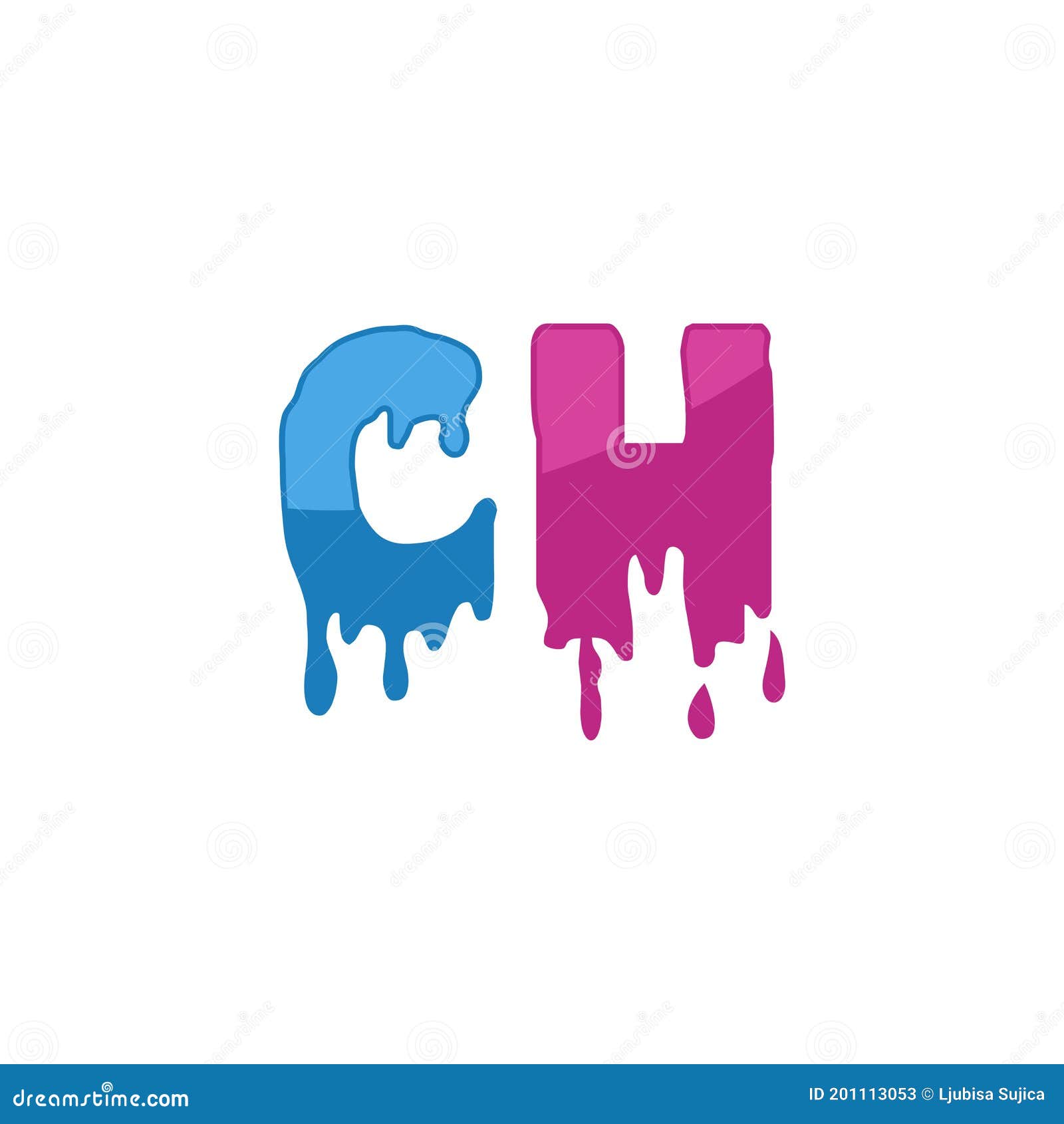 Initial CH Letter Logo Isolated on White Background Stock Vector ...