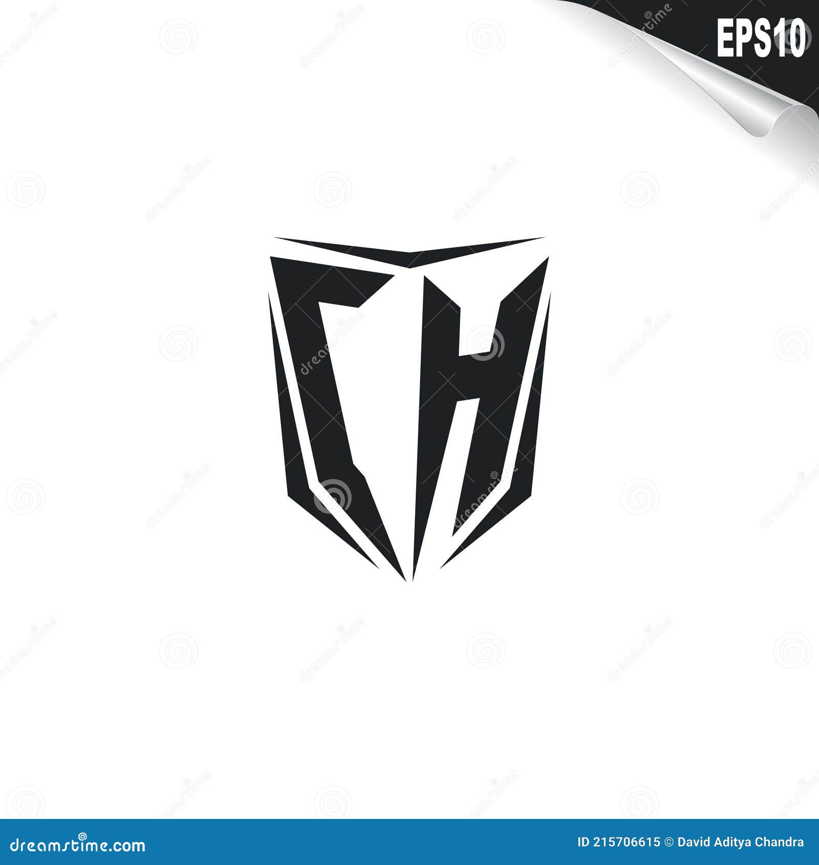 Initial CH Logo Design with Shield Style, Logo Business Branding Stock ...