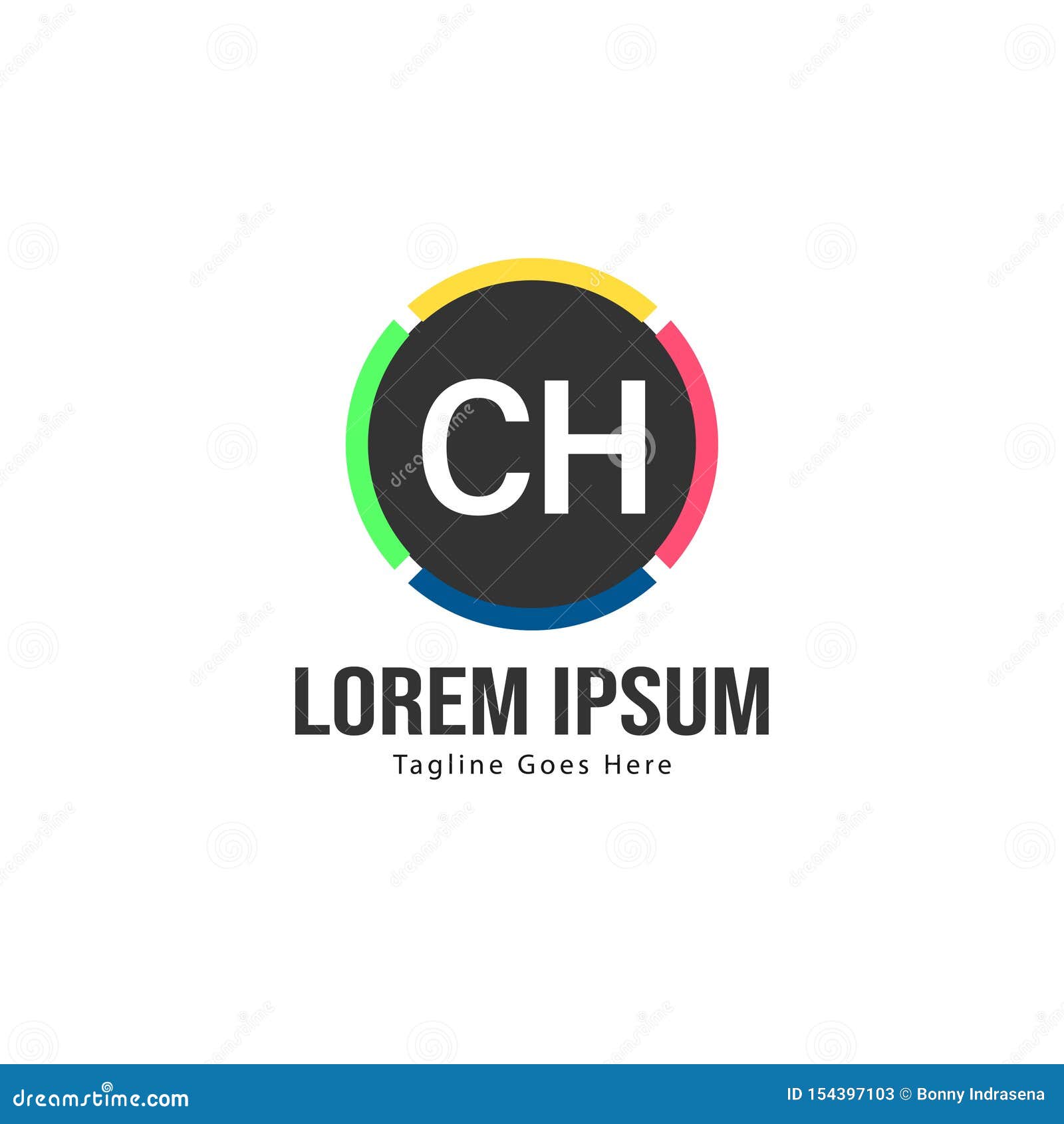 Initial CH Logo Template with Modern Frame. Minimalist CH Letter Logo ...