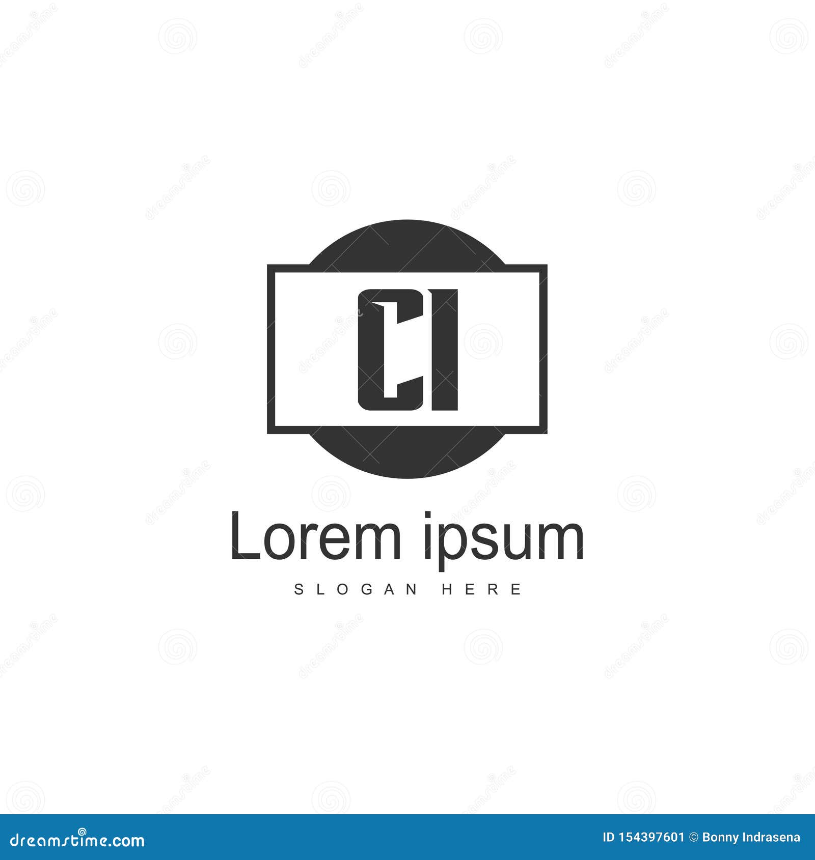 Initial CI Logo Template with Modern Frame. Minimalist CI Letter Logo ...