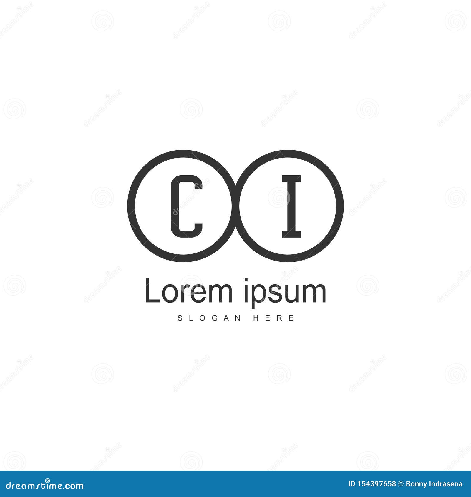 Initial CI Logo Template with Modern Frame. Minimalist CI Letter Logo ...