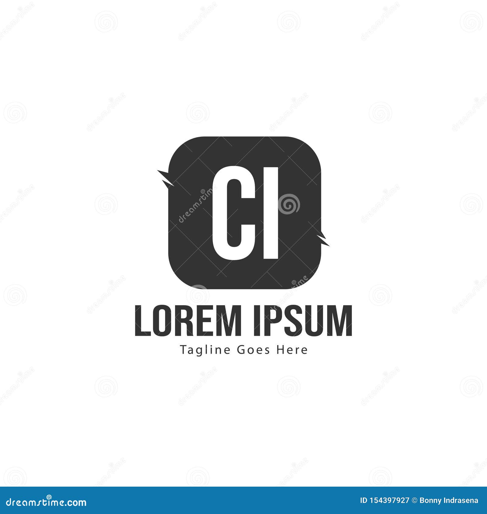 Initial CI Logo Template with Modern Frame. Minimalist CI Letter Logo ...