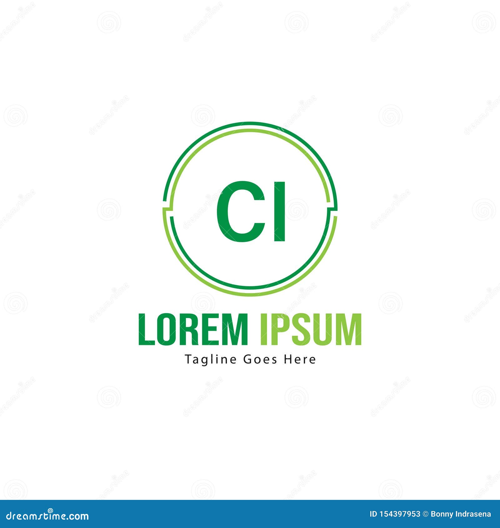 Initial CI Logo Template with Modern Frame. Minimalist CI Letter Logo ...