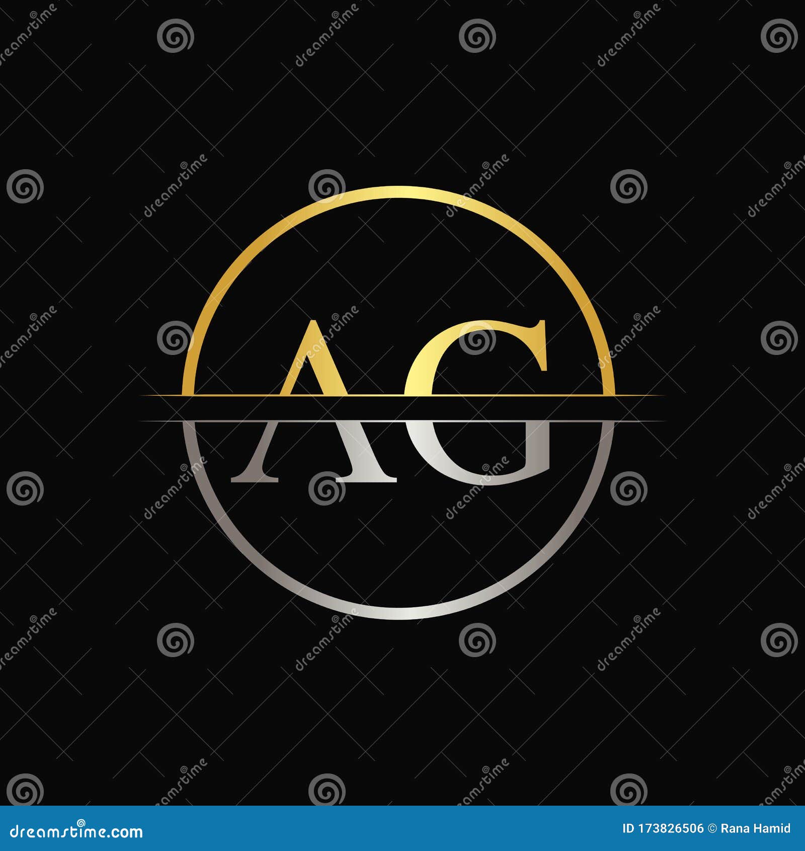 Initial Circle AG Letter with Modern Typography Vector Template ...