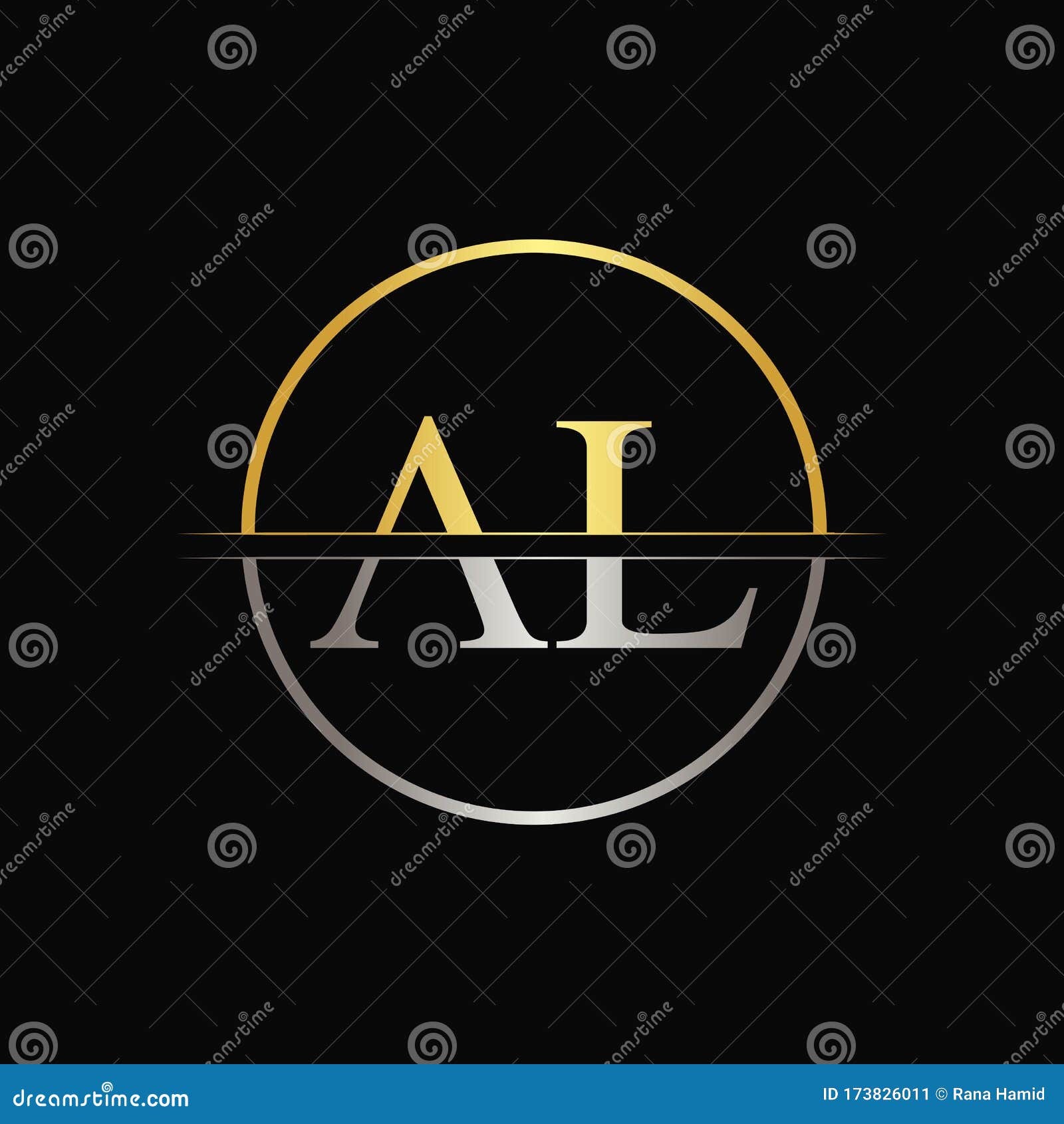 Initial Circle AL Letter with Modern Typography Vector Template ...