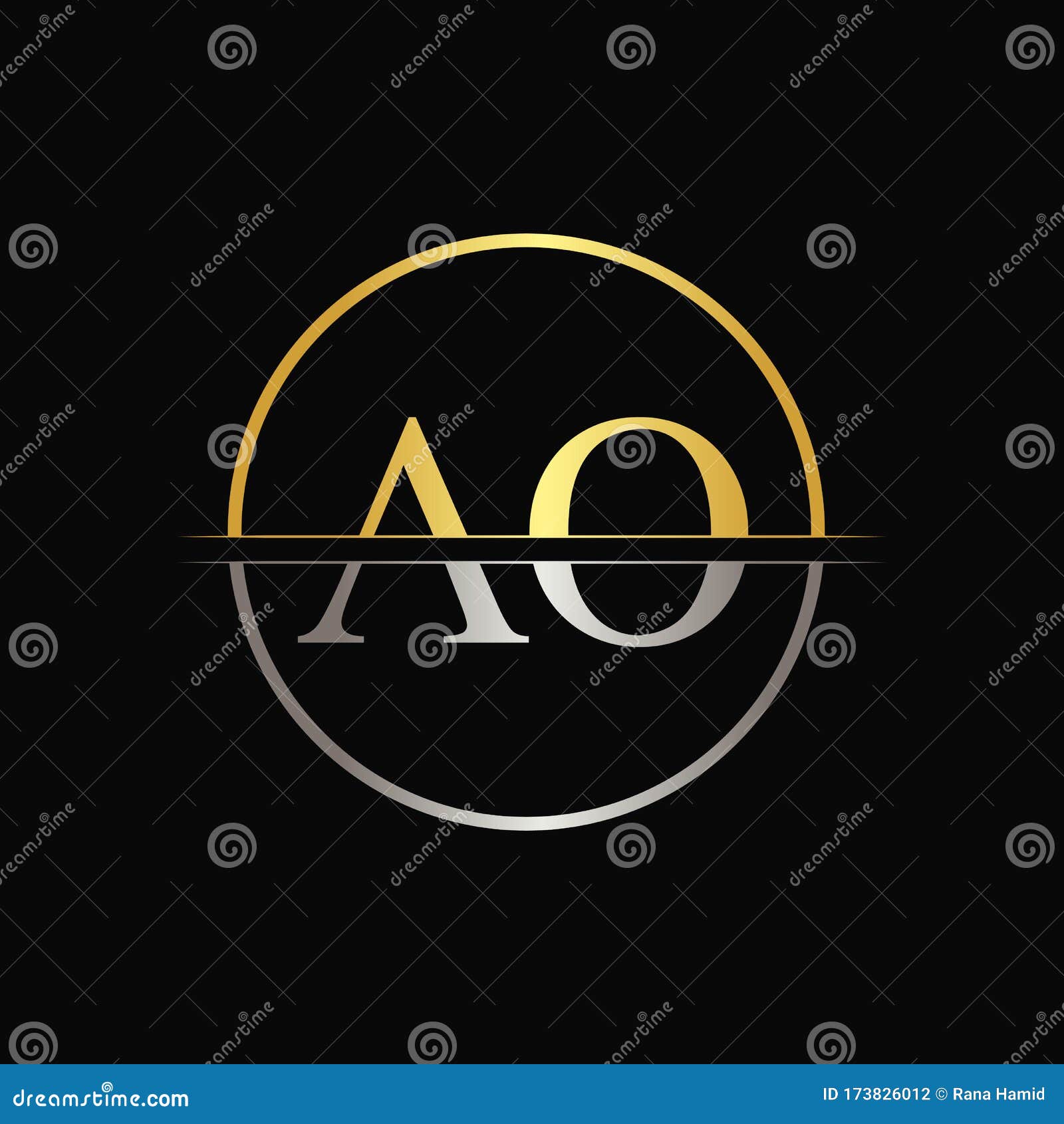 Initial Circle AO Letter with Modern Typography Vector Template ...