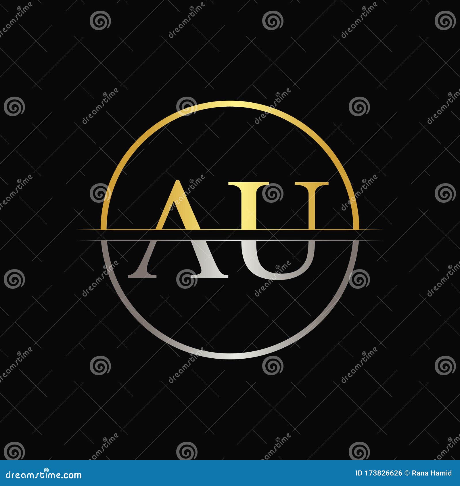 Initial Circle AU Letter with Modern Typography Vector Template ...