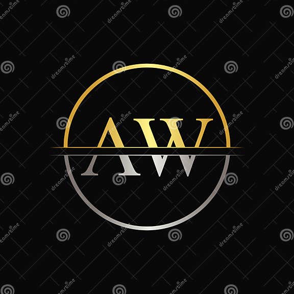 Initial Circle AW Letter with Modern Typography Vector Template ...
